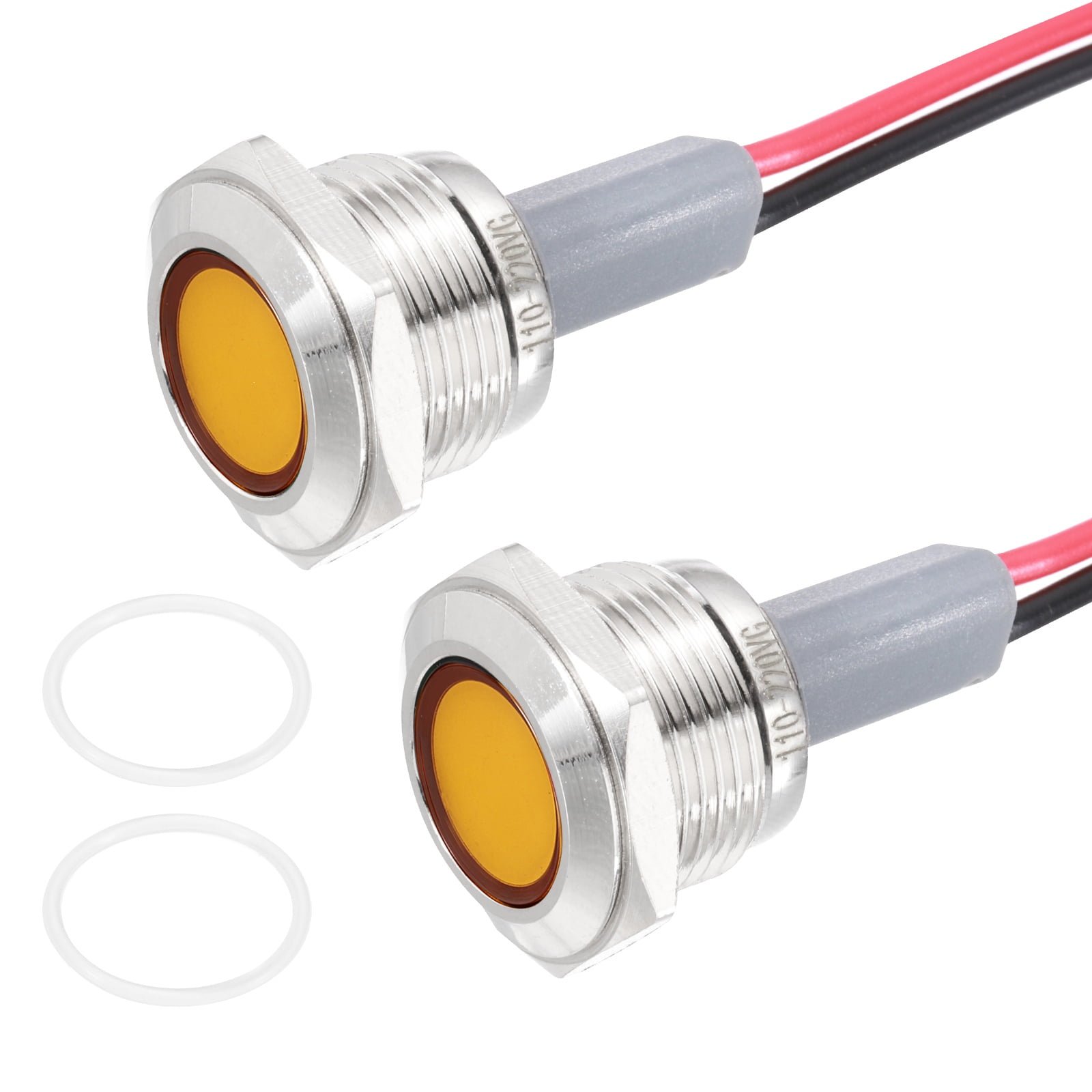 Uxcell 2Pcs 16mm Indicator Light, 110V-220V AC LED Metal Signal Lamp ...