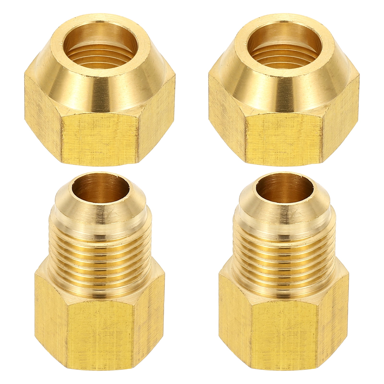 Uxcell 2Pcs 3/8" Flare Female x 1/2" Flare Male Brass Flare Pipe Fitting with Flare Nut ...