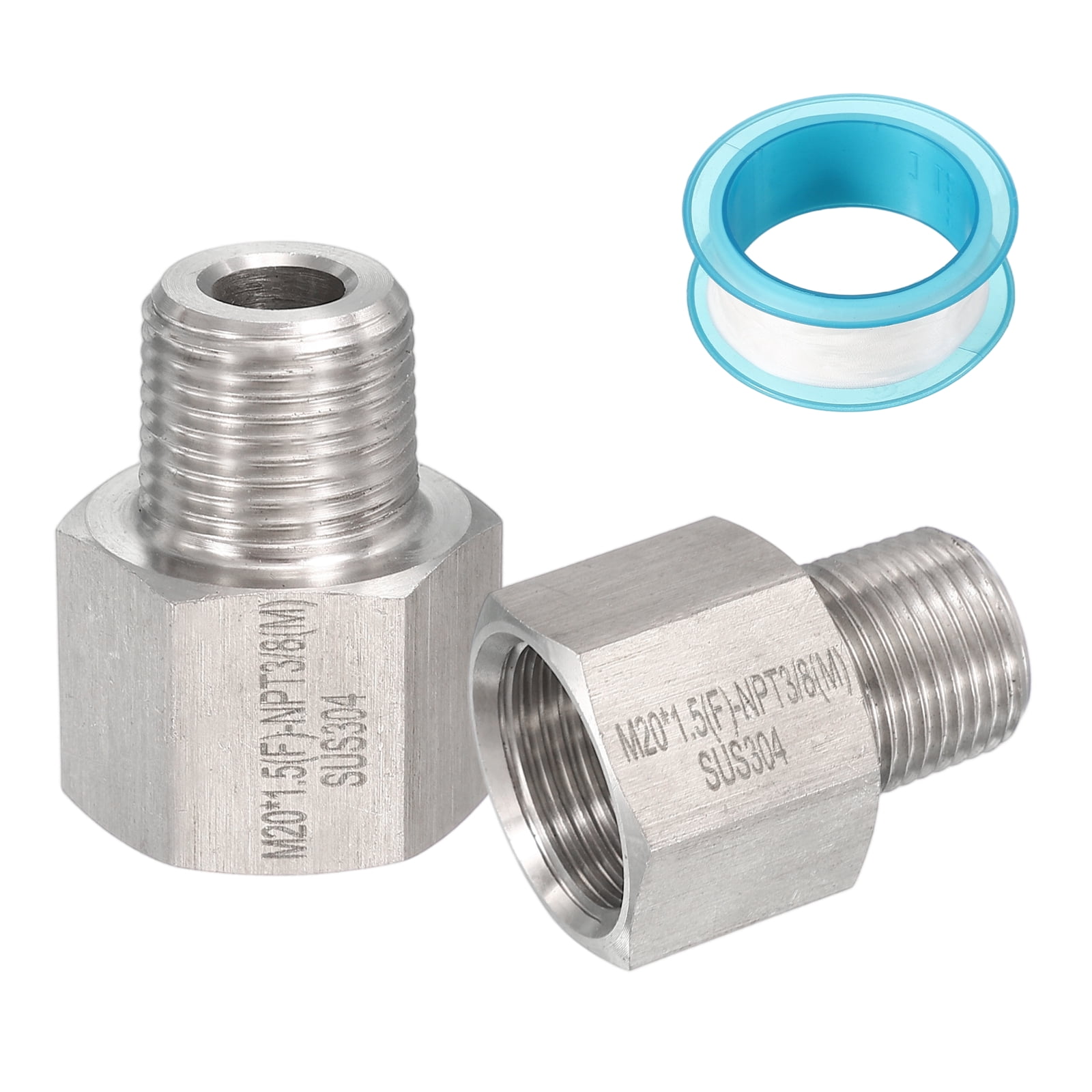 Uxcell 2Pcs 304 Stainless Steel Forged Pipe Fitting, M20x1.5 Female to ...