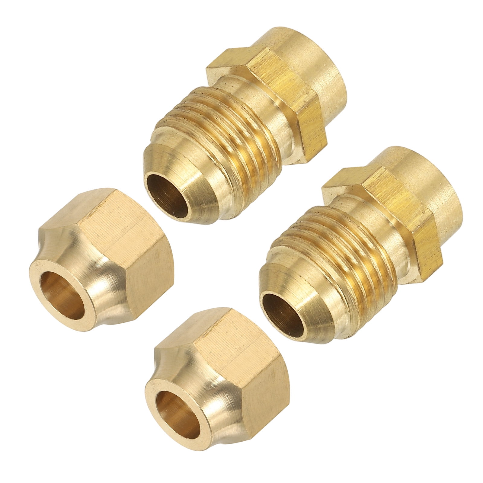 Uxcell 2Pcs 5/16" Flare Male Thread Brass Flare Tube Fitting, Welding Pipe Adapter Connector ...