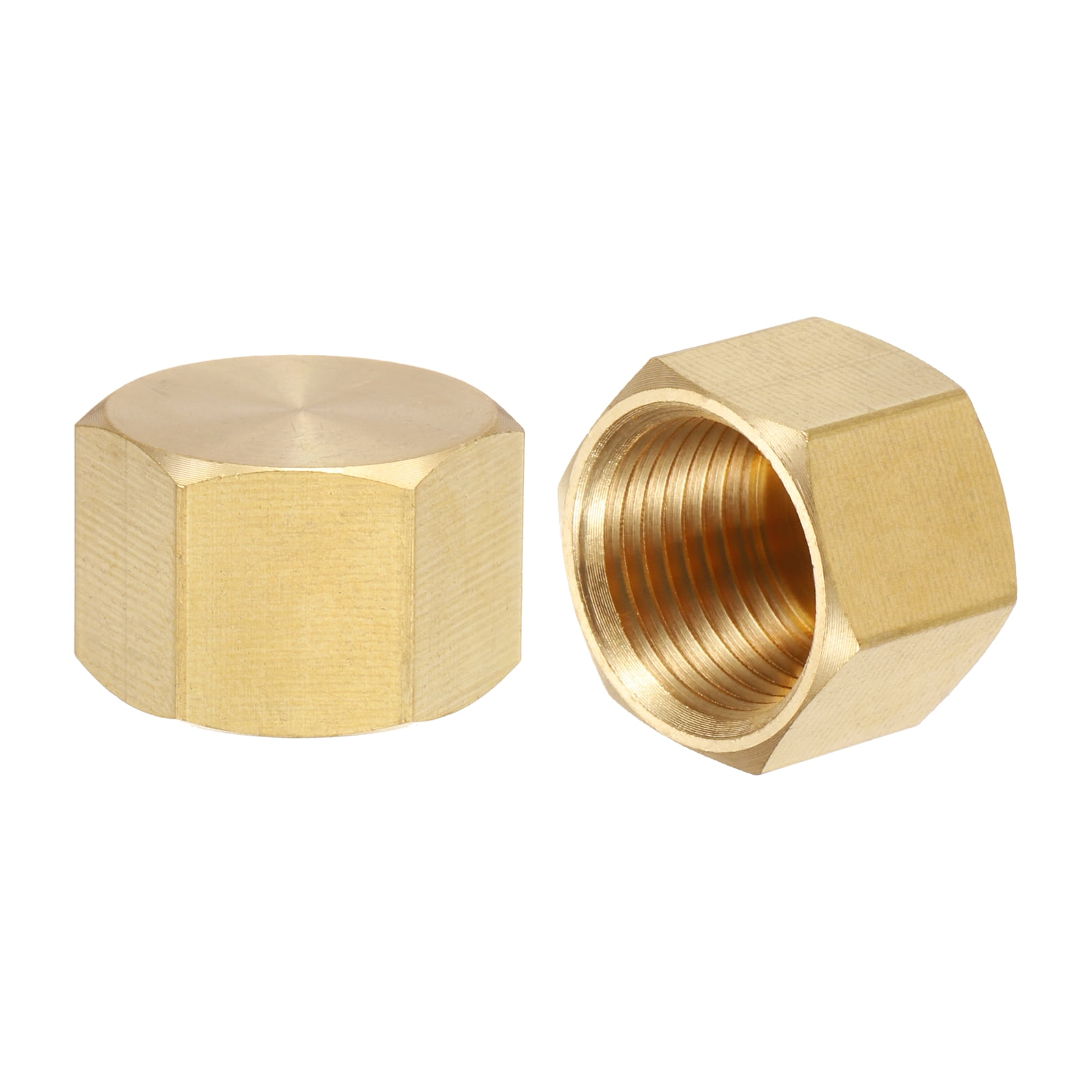 Uxcell 2Pcs Brass Compression Cap Fitting Stop Valve Cap 1/4 NPT Plug ...
