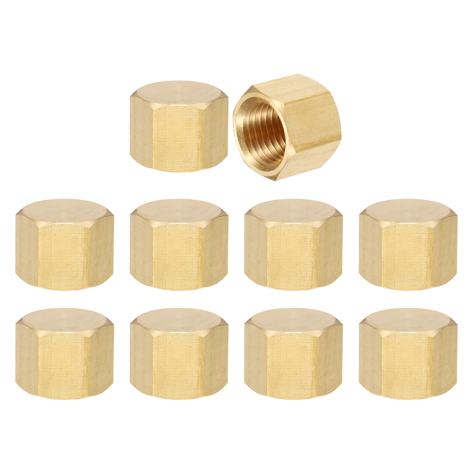 10Pcs Brass Compression Cap Fitting Stop Valve Cap 1/4" NPT Hex Thread ...