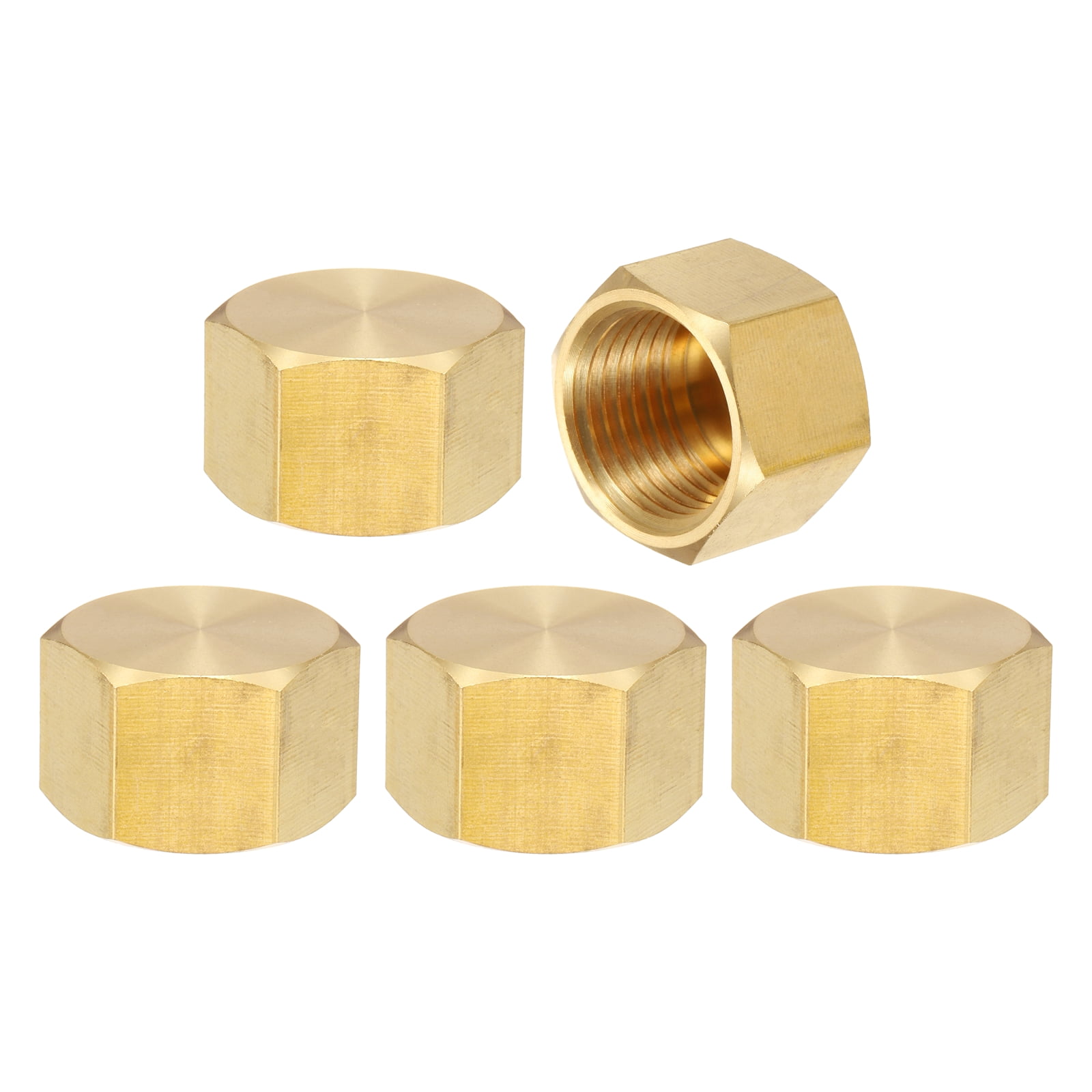 5Pcs Brass Compression Cap Fitting Stop Valve Cap 1/2" NPT Hex Thread ...
