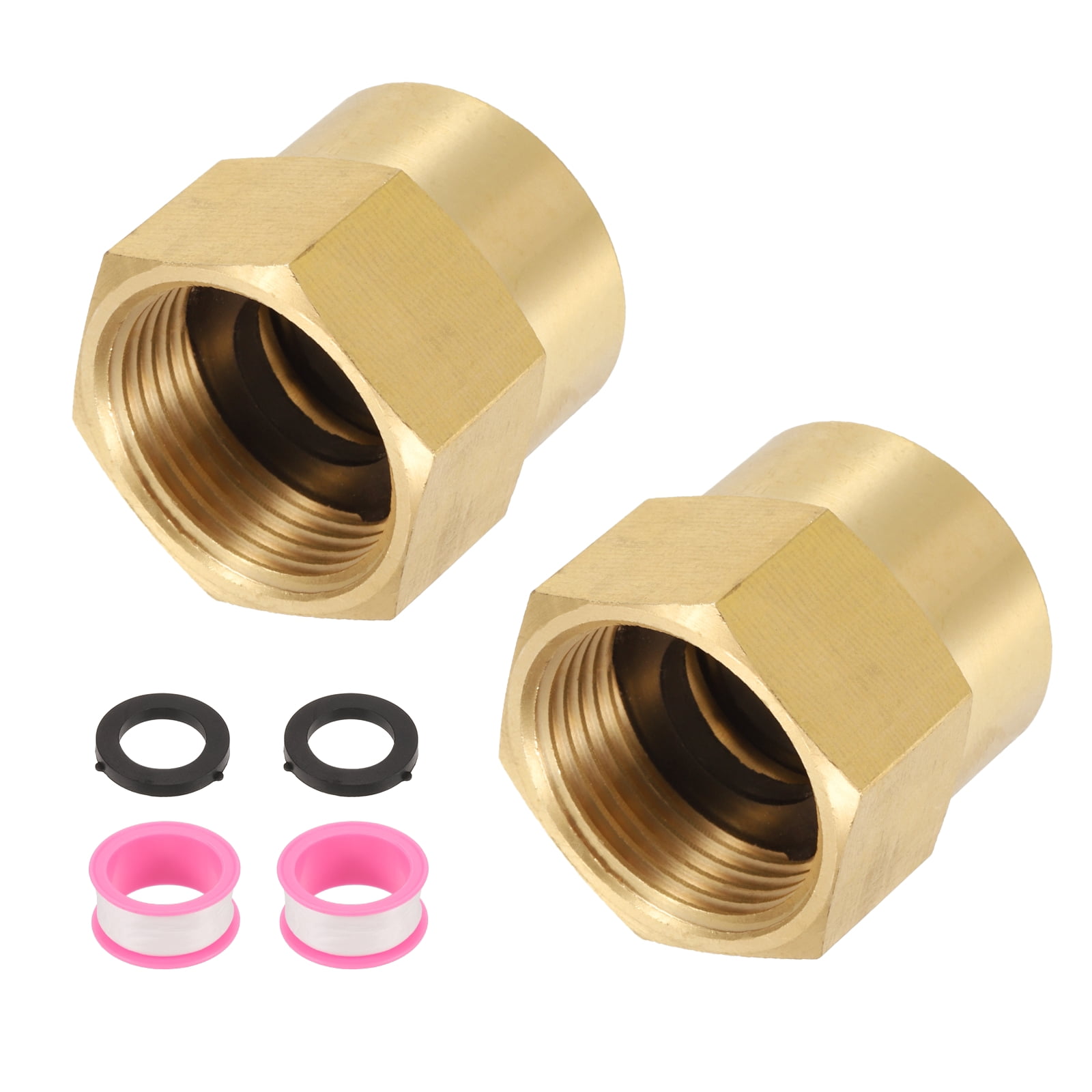 Uxcell 2Pcs Brass Pipe Fitting, 3/4"G Female x 3/4"NPT Female Hex ...