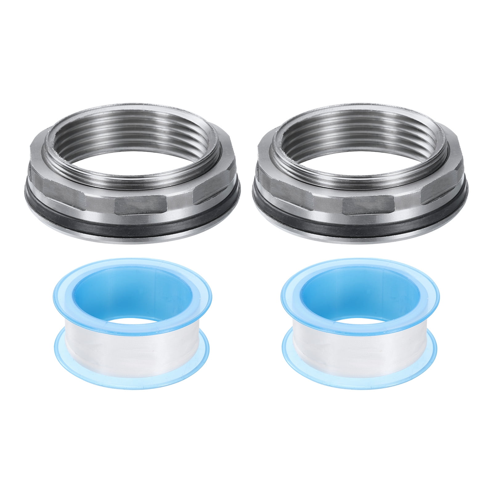 Uxcell 2 Pcs Silver Bulkhead Fitting 1-1/4" Female 304 Stainless Steel ...