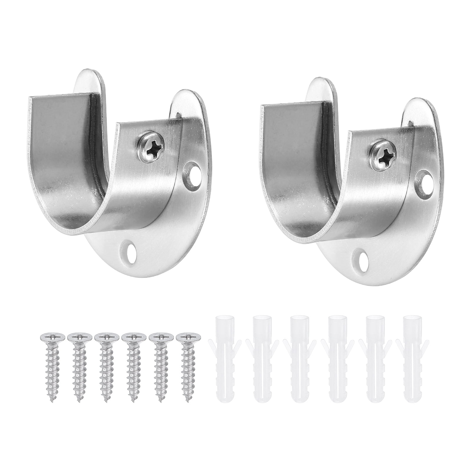 Uxcell 2Pcs Closet Rod End Supports, 1.26" Stainless Steel Flange Rod ...