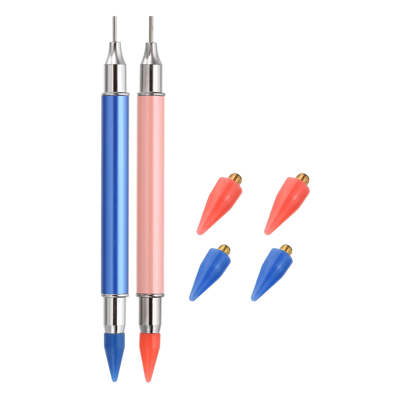 Uxcell 2Pcs Double Heads Diamond Art Pens with 4Pcs Wax, Pink and Blue ...