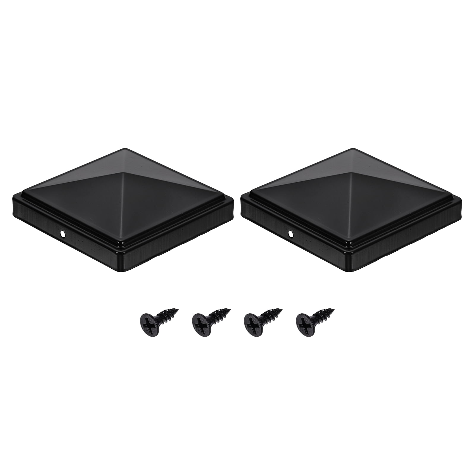 Uxcell 2Pcs Fence Post Caps, 4"x4" Waterproof Heavy Duty Iron Pyramid ...