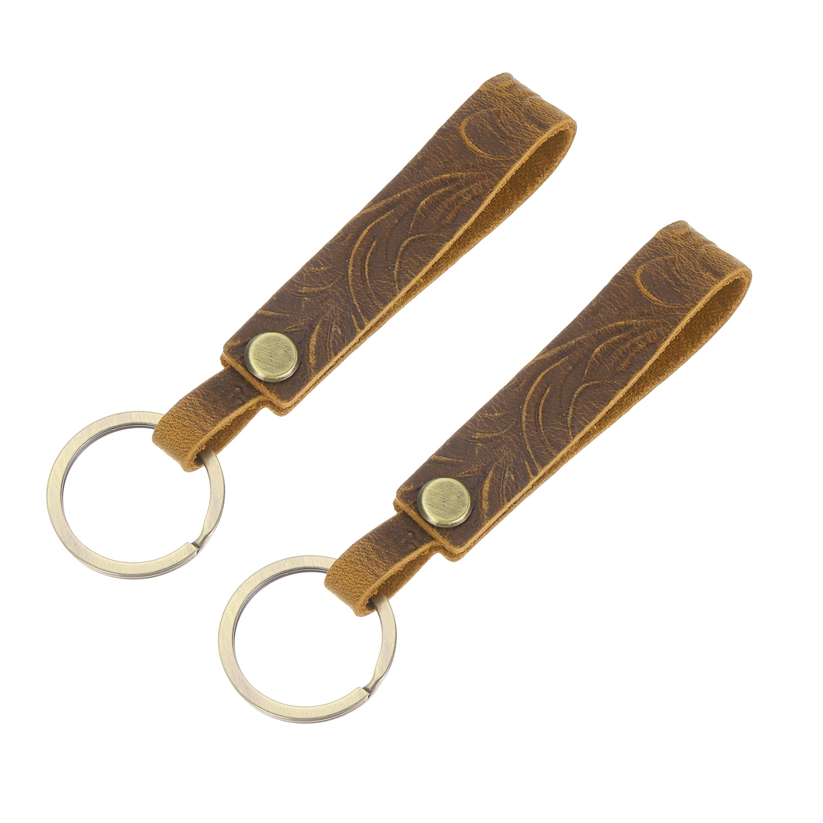 Uxcell 2Pcs Genuine Leather Keychain Blanks, 4.7In Vintage Bulk ...