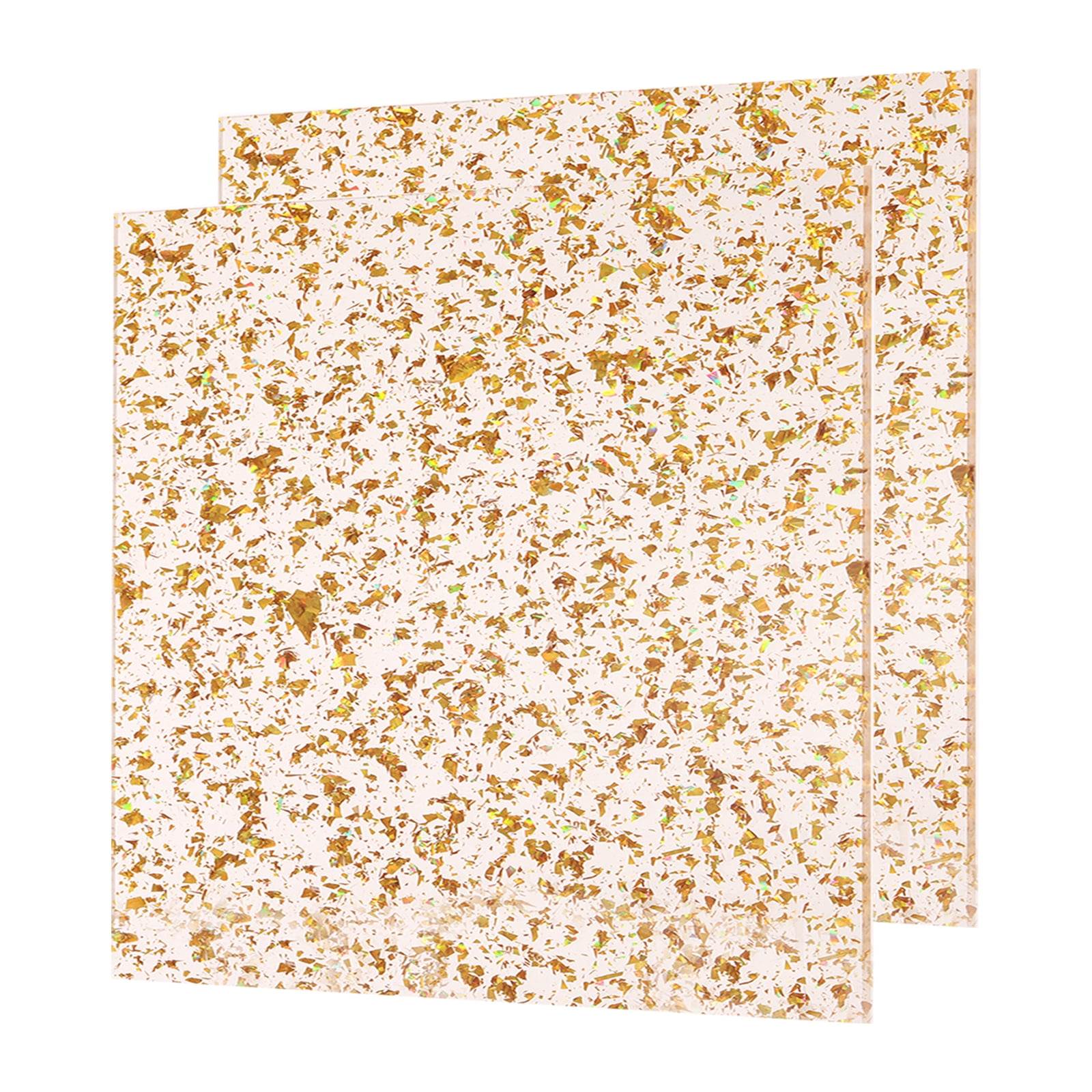 Uxcell 2Pcs Gold Glitter Acrylic Sheets 1/8" Thickness 8"x8 ...