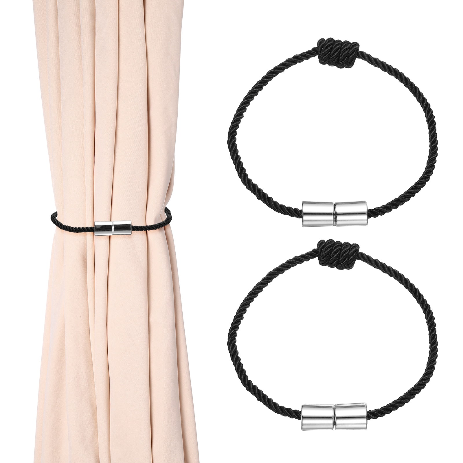 Uxcell 2Pcs Magnetic Curtain Tiebacks, Elegant Weave Curtain Tie Backs ...