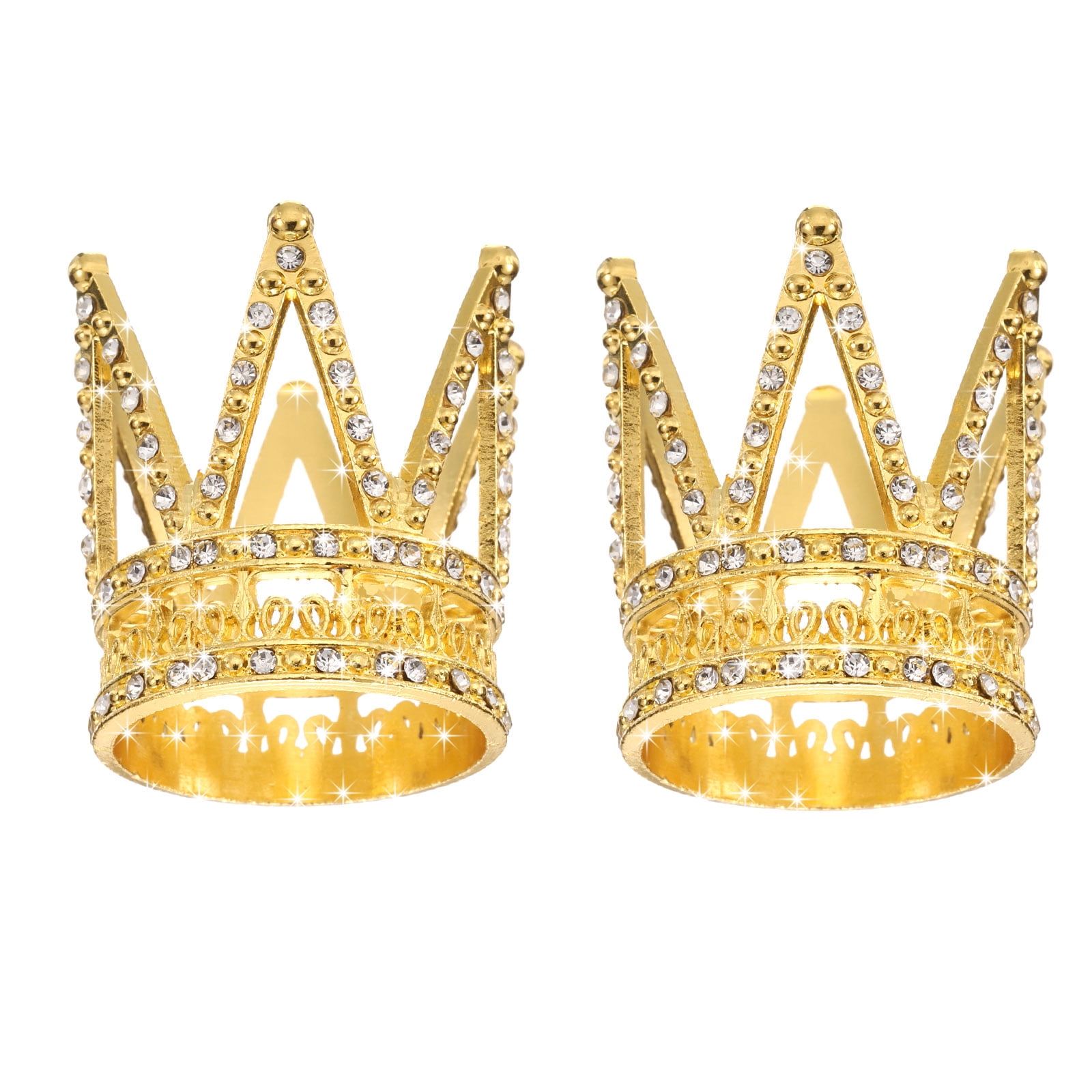 Uxcell 2Pcs Mini Crown Cake Toppers, Alloy Queen Princess Little Gold ...