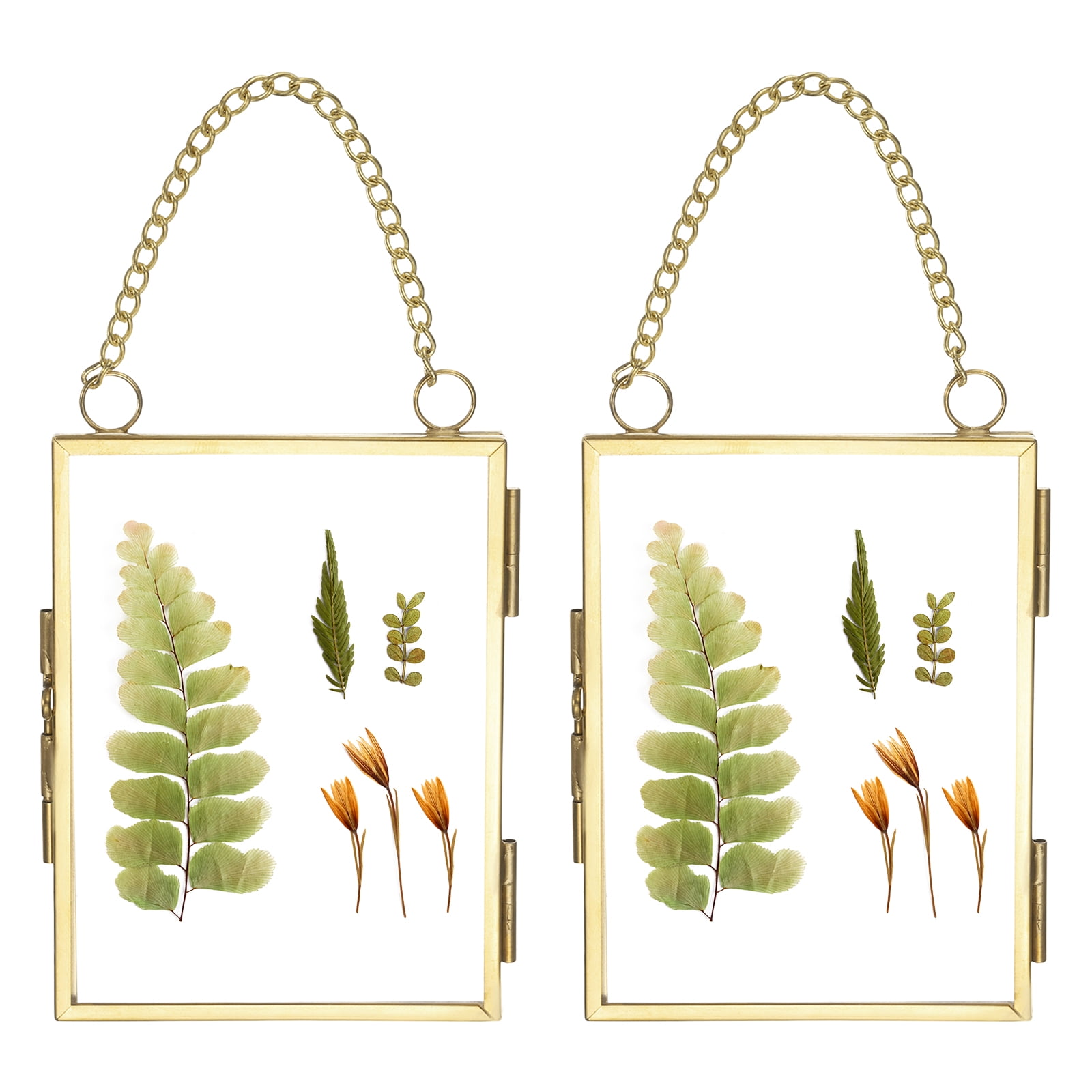 Uxcell 2Pcs Mini Hanging Glass Frame, 2.5x3.5 Inch Clear Brass Frame ...