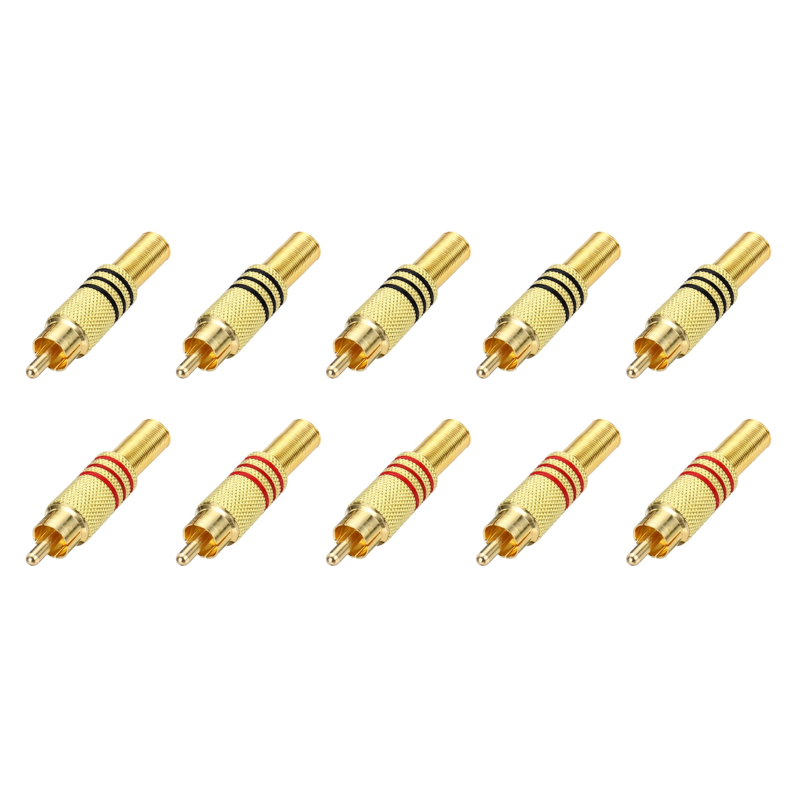 10PcsRCA male plugs/connector/adapter, Speaker Wire Connector, RCA Solderless Gold-Plated Copper ...