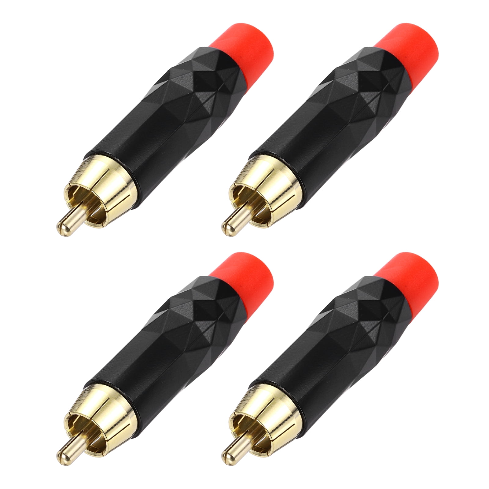 4Pcs RCA Male Plugs/connector/adapter, Speaker Wire Connector, RCA Solderless Gold-Plated Copper ...