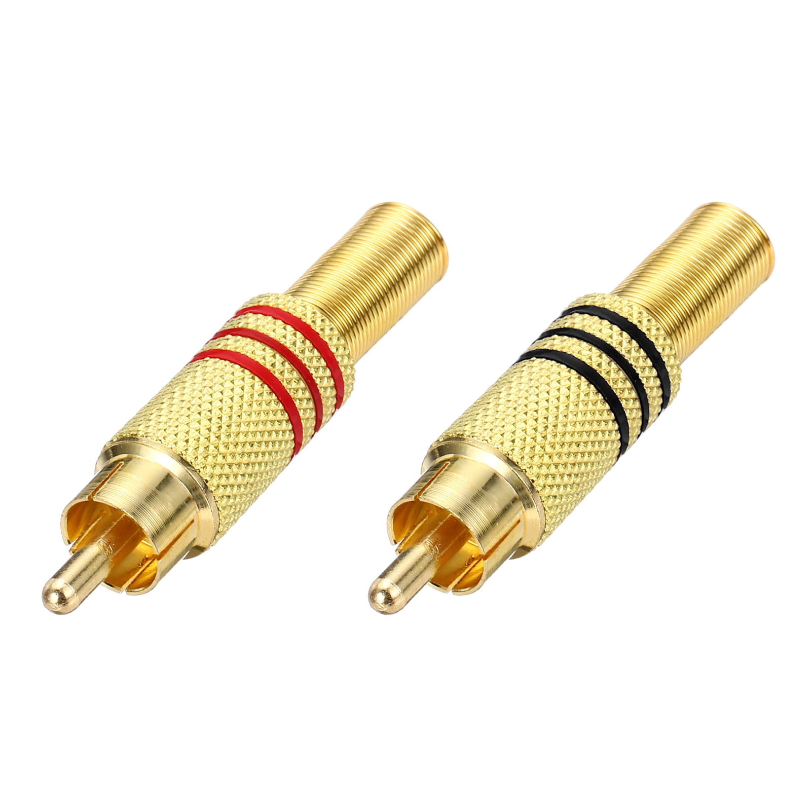 2PcsRCA male plugs/connector/adapter, Speaker Wire Connector, RCA Solderless Gold-Plated Copper ...