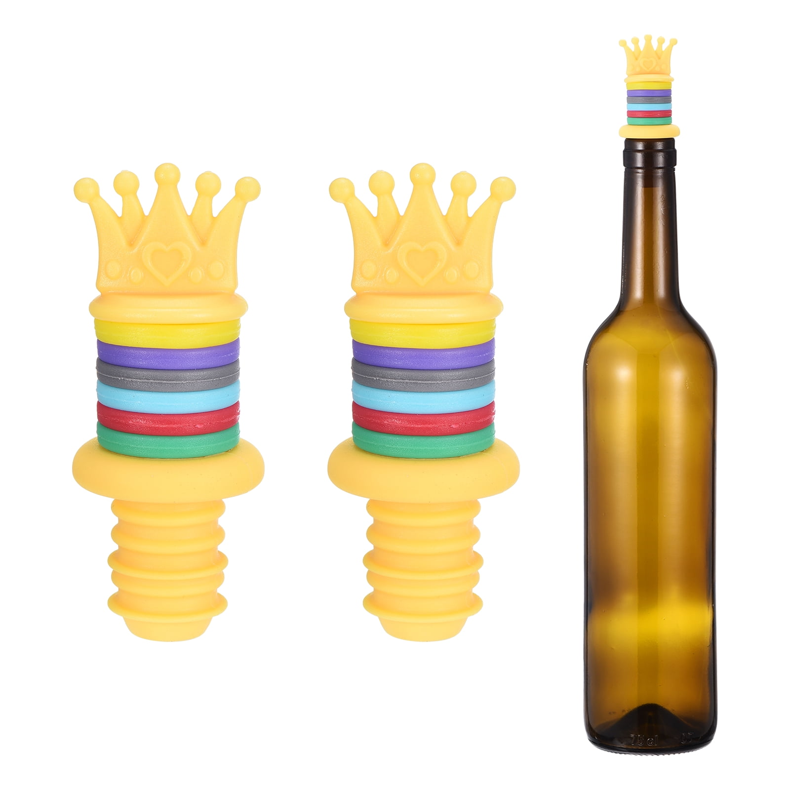 Uxcell 2Pcs Silicone Wine Stopper, Crown Shape Funny Wine Stopper with ...