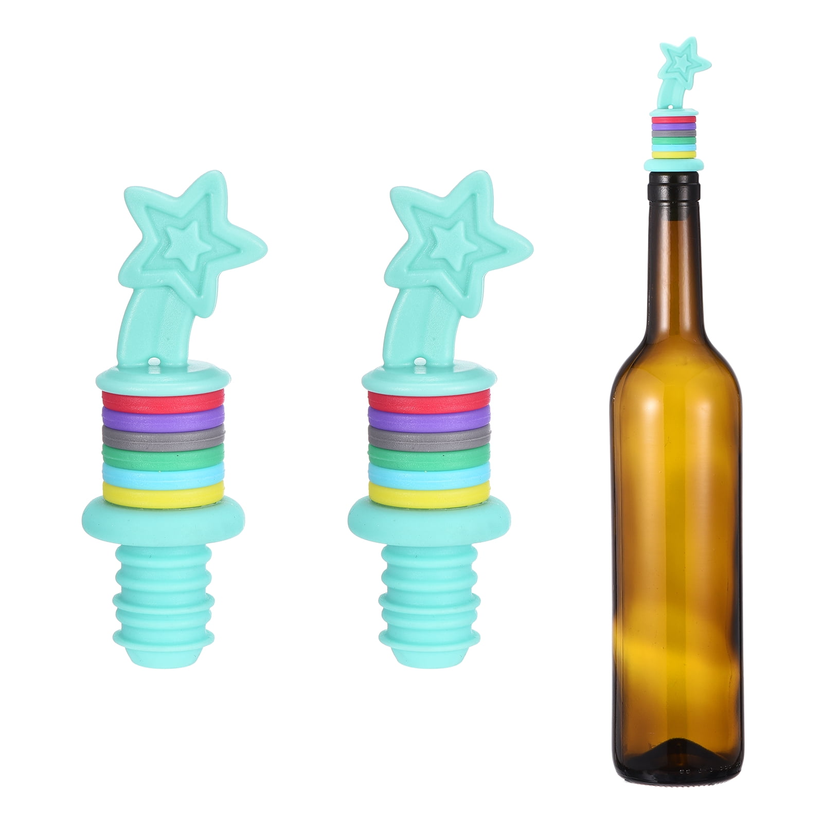 Uxcell 2Pcs Silicone Wine Stopper, Star Shape Funny Wine Stopper with ...