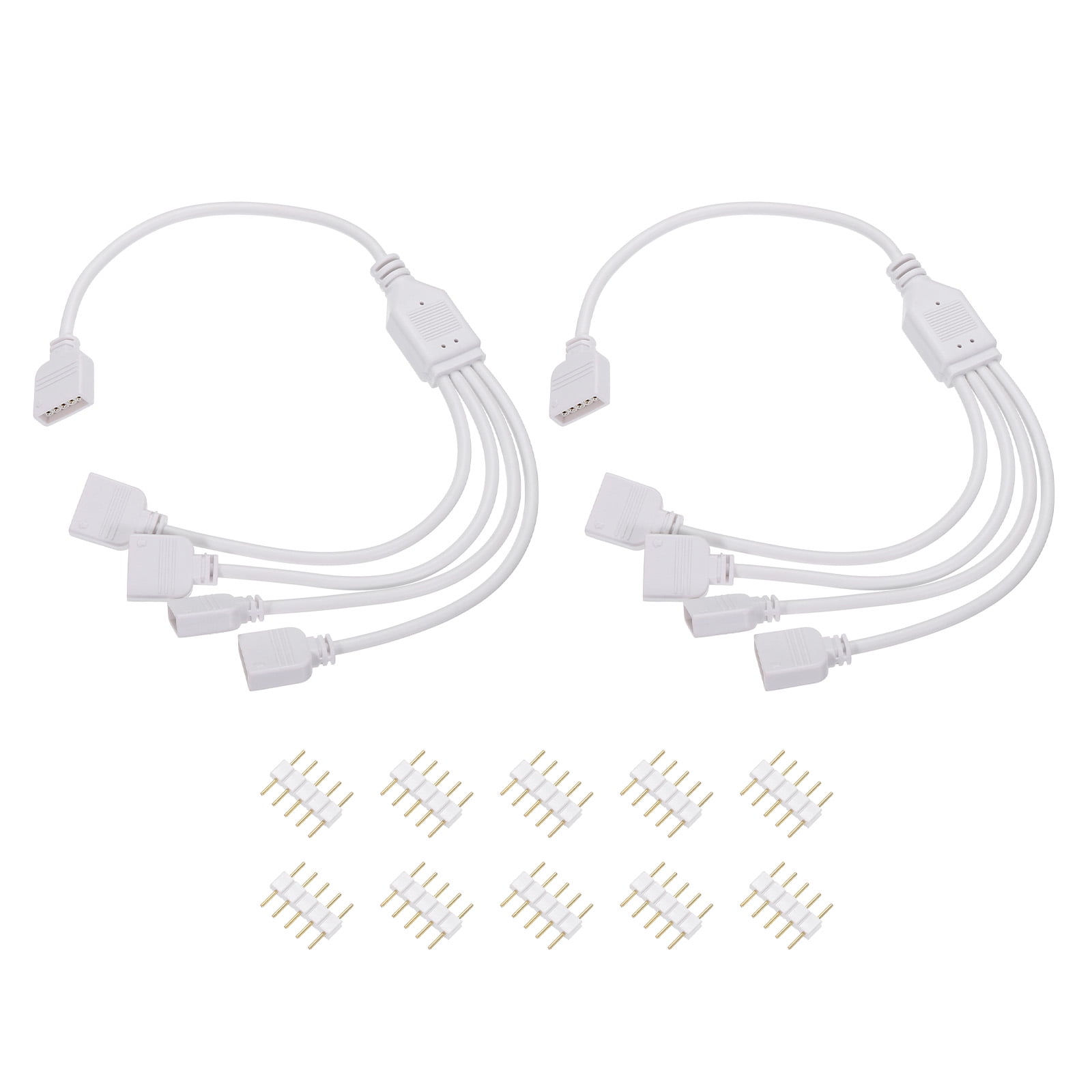 Uxcell 2Pcs Splitter Cable 5 Pin RGB Splitter Cable 4 Way for 5050 3528 ...
