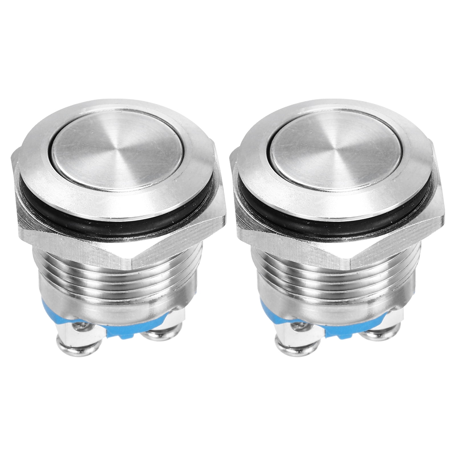 Uxcell 2Pcs Stainless Steel Momentary Push Button Switch 250V Silver ...