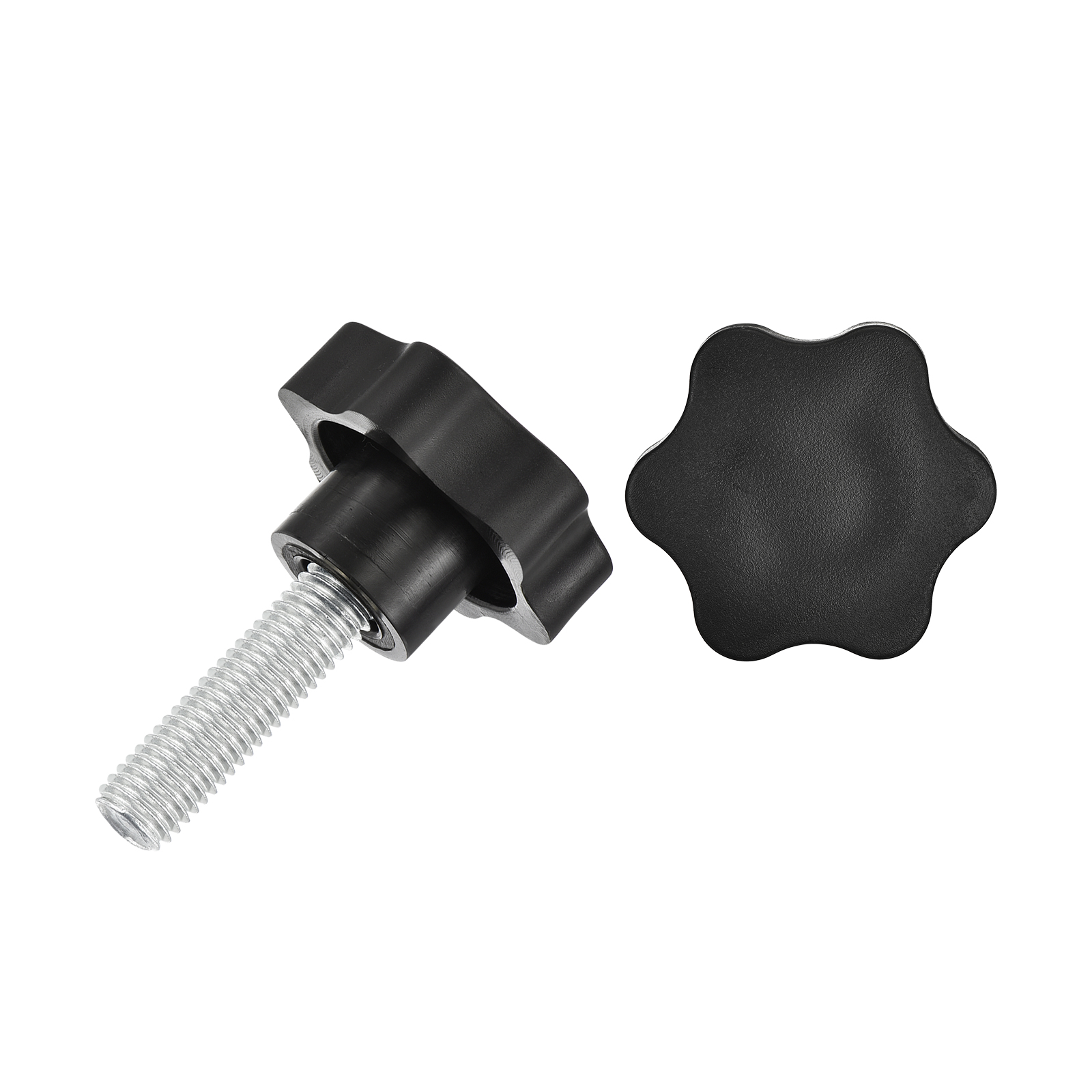 Uxcell 2Pcs Star Knobs, M12x40mm Plastic Hex Shaped Clamping Handle Screw Knobs, Hand Tightening ...