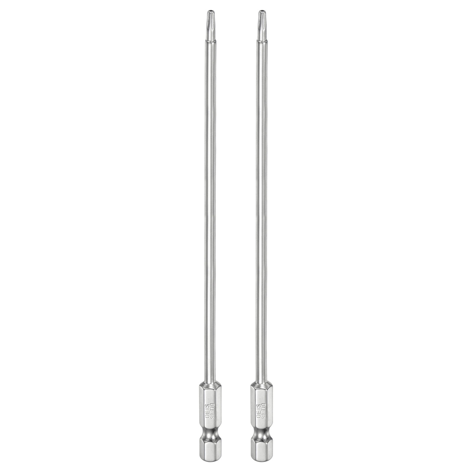 Uxcell 2Pcs T10 Security Torx Bit 1/4" Hex Shank 6" S2 Steel Magnetic ...
