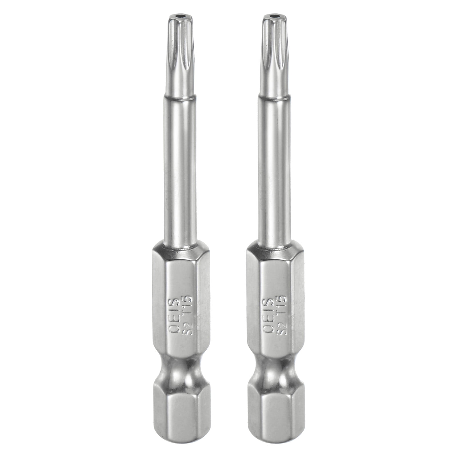 Uxcell 2Pcs T15 Security Torx Bit 1/4" Hex Shank 2" S2 Steel Magnetic Tamper Resistant Star Bits ...