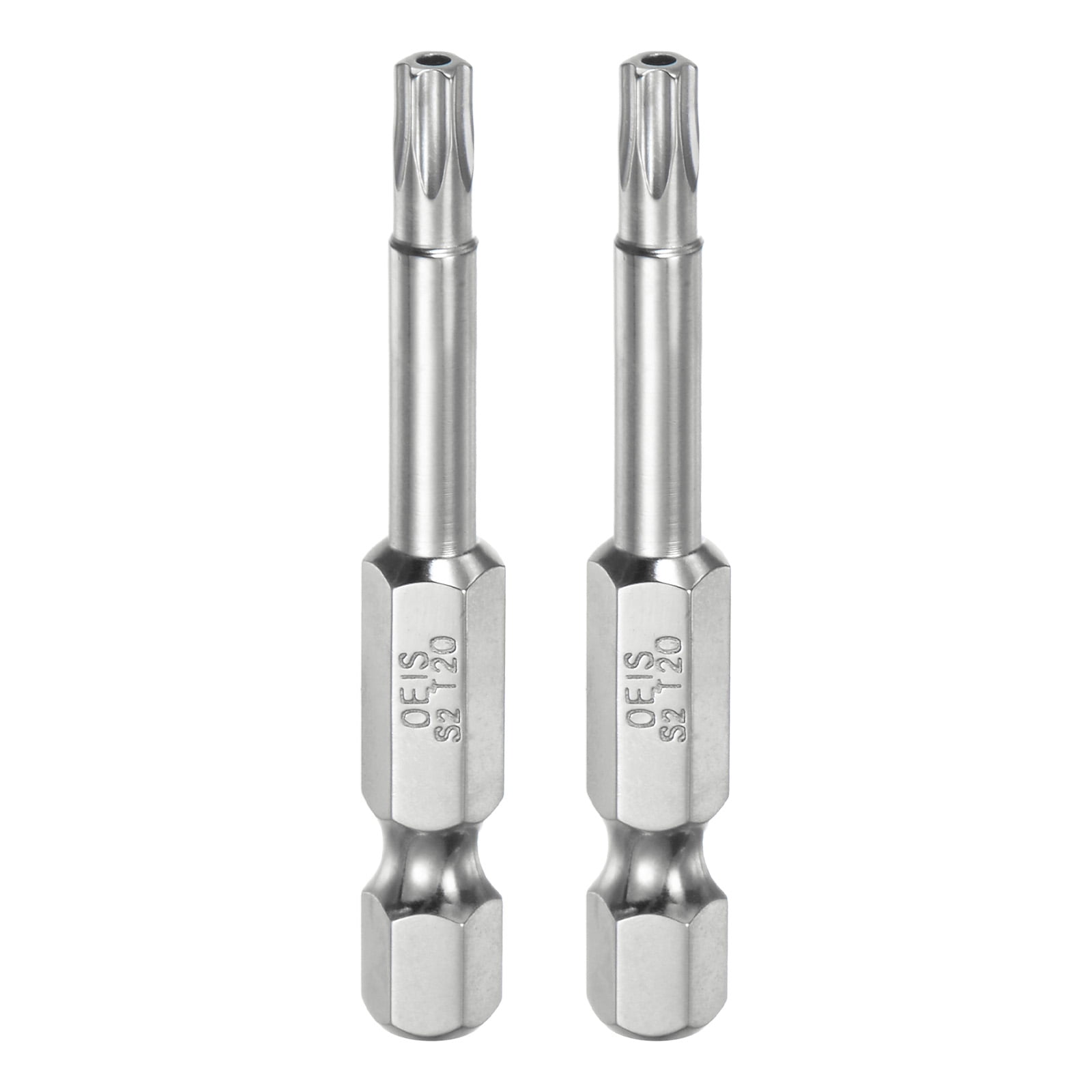Uxcell 2Pcs T20 Security Torx Bit 1/4" Hex Shank 2" S2 Steel Magnetic Tamper Resistant Star Bits ...