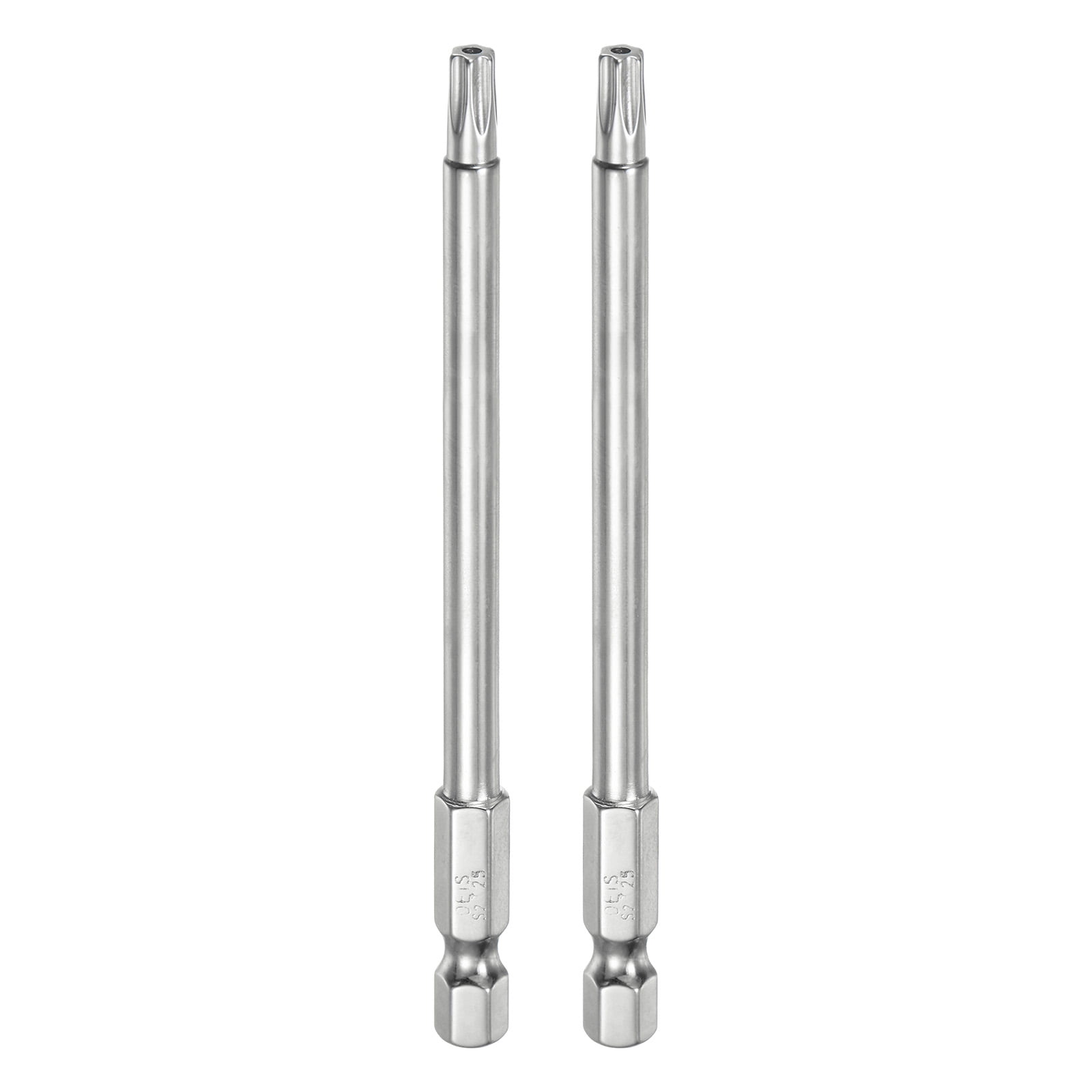 Uxcell 2Pcs T25 Security Torx Bit 1/4" Hex Shank 4" S2 Steel Magnetic ...