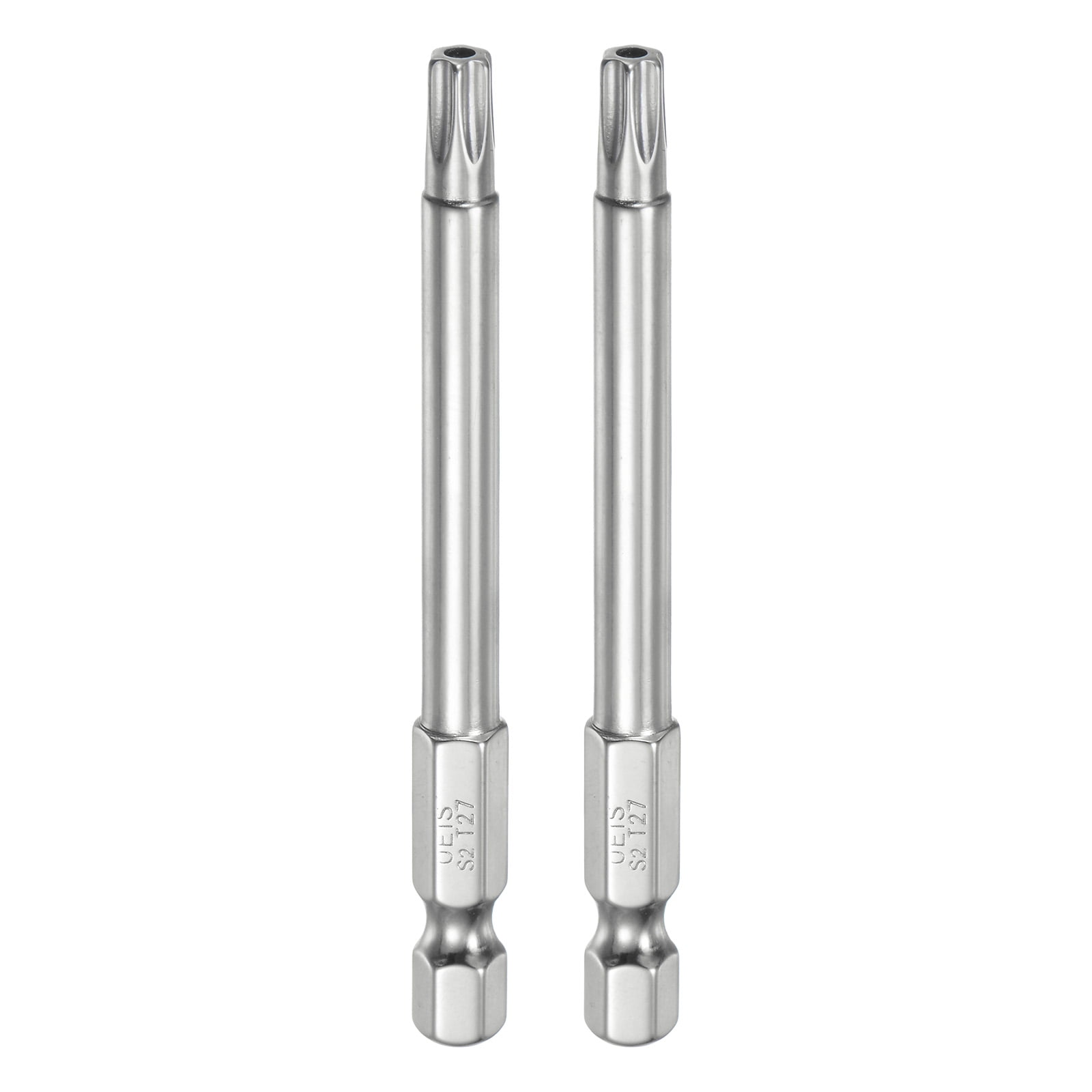 Uxcell 2Pcs T27 Security Torx Bit 1/4" Hex Shank 3" S2 Steel Magnetic ...