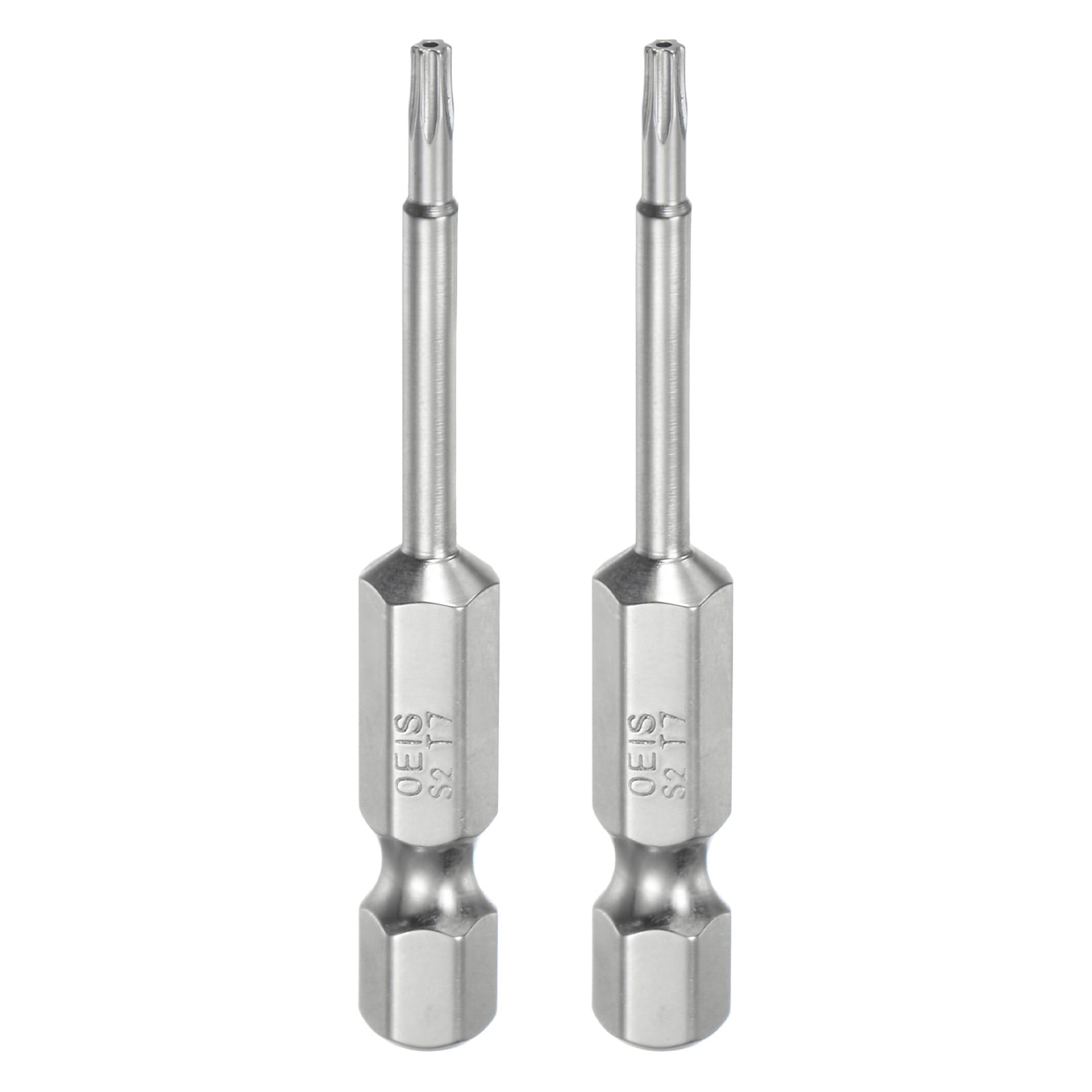 Uxcell 2Pcs T7 Security Torx Bit 1/4" Hex Shank 2" S2 Steel Magnetic Tamper Resistant Star Bits ...