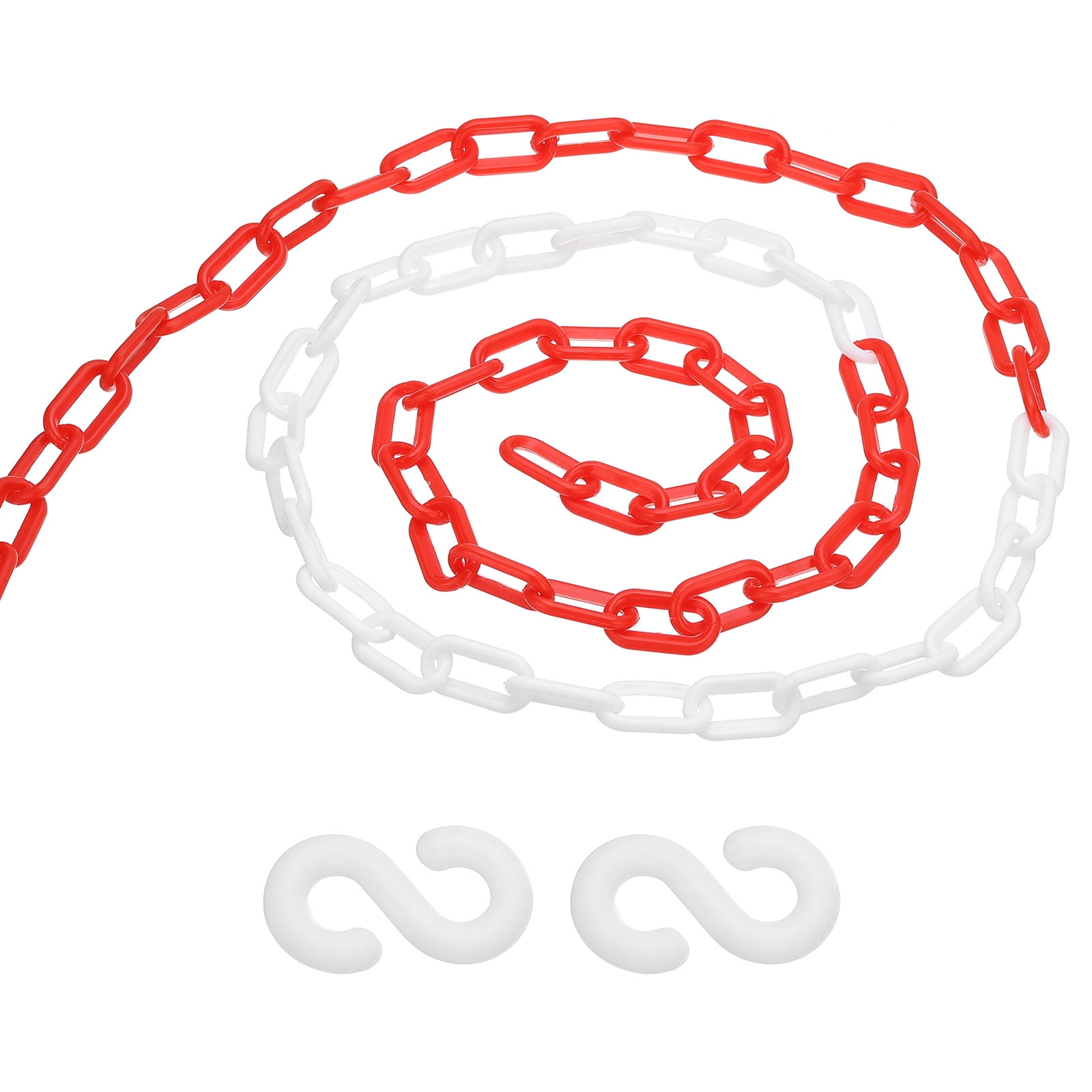Uxcell 2Pcs Total 26Ft Plastic Safety Barrier Chain 4 S-Hooks, Red ...