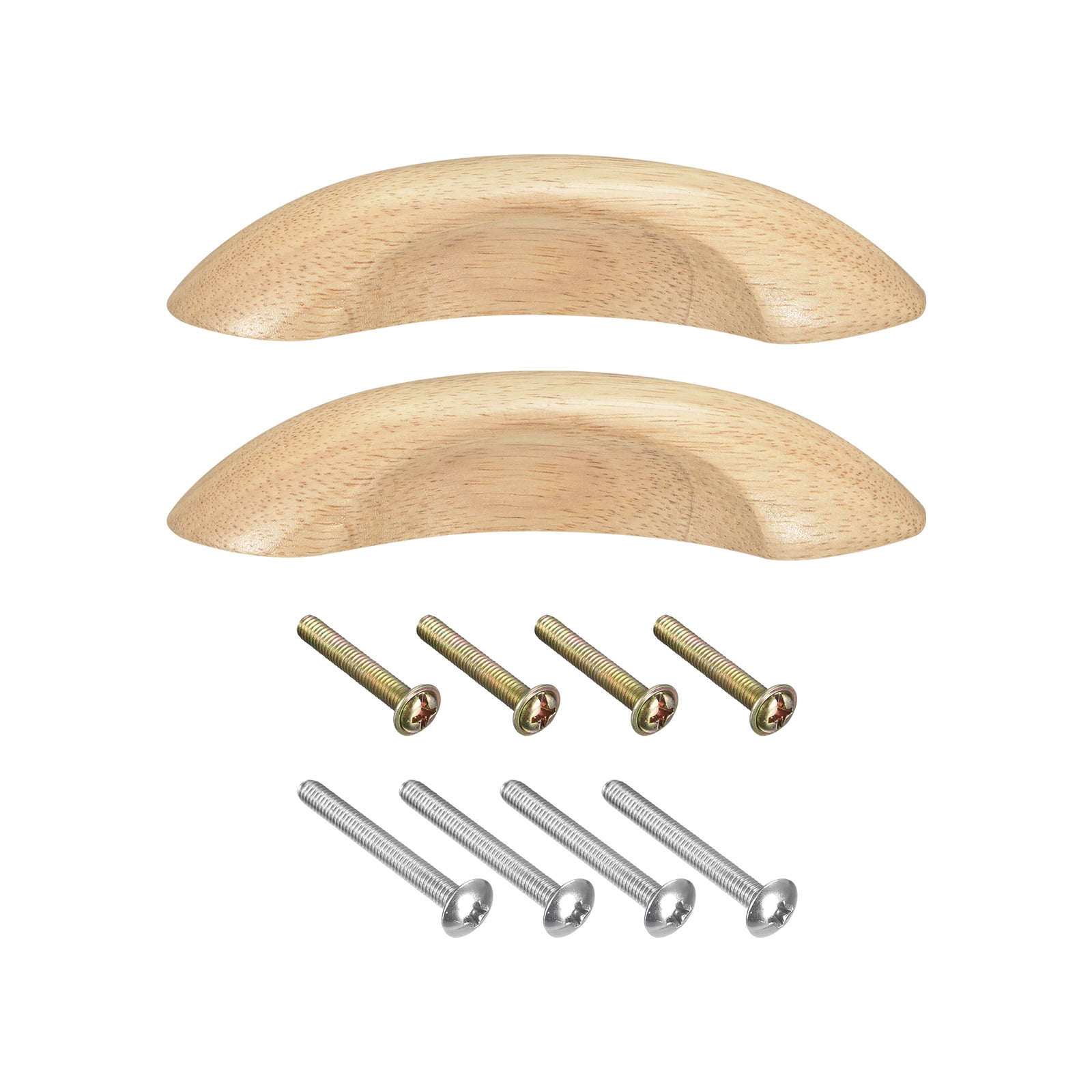 Uxcell 2Pcs Wood Drawer Pulls, 2.52" Hole Distance Solid Wood Pulls 4. ...