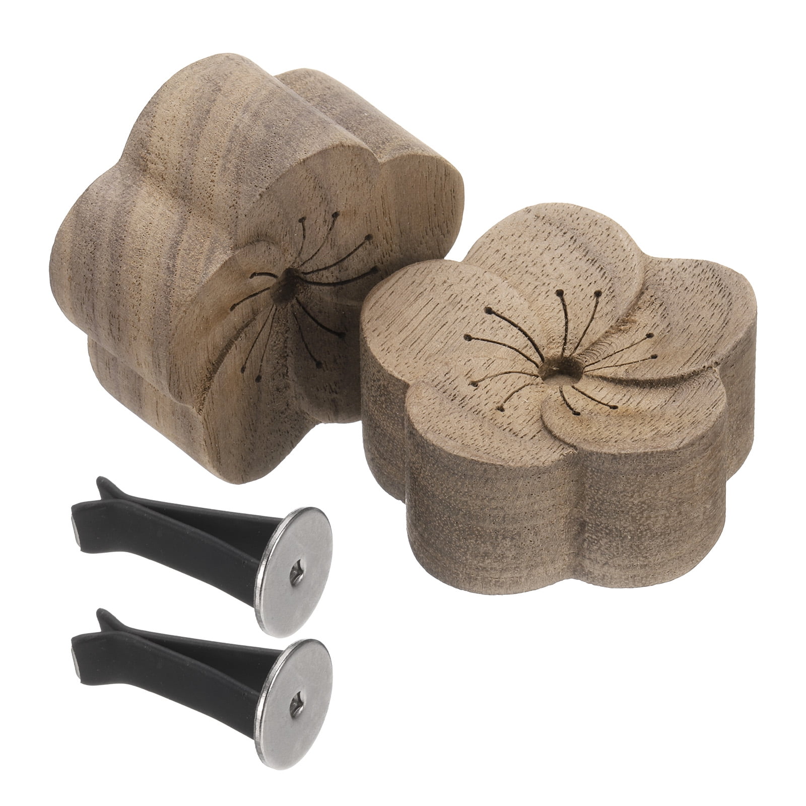 Uxcell 2Pcs Wood Essential Oil Diffuser, Black Walnut Plum Car Diffuser ...