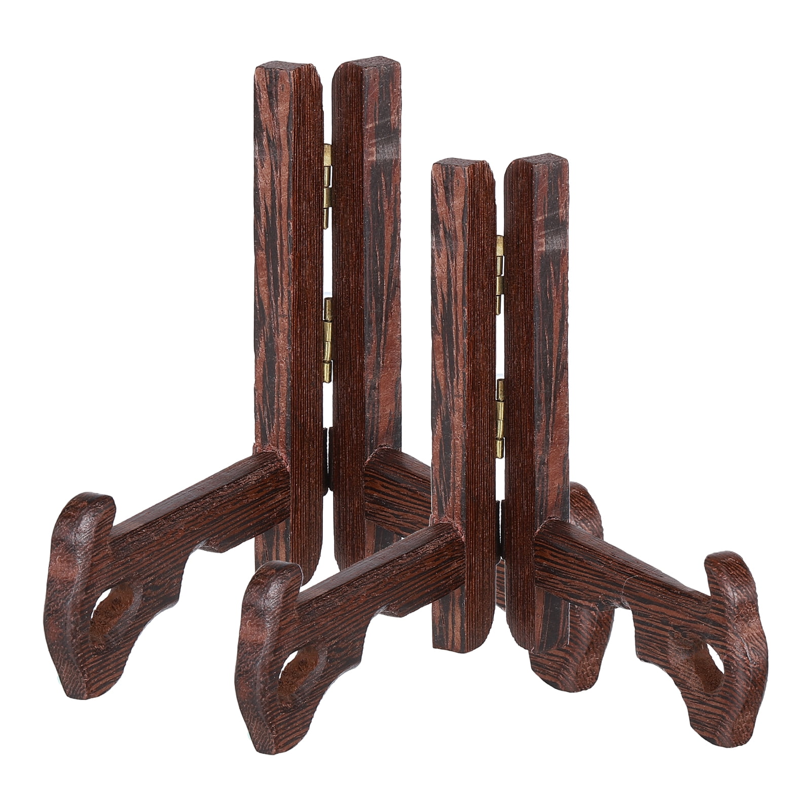 Uxcell 2Pcs Wooden Easel Plate Holder, 4" Small Natural Wood Easels ...