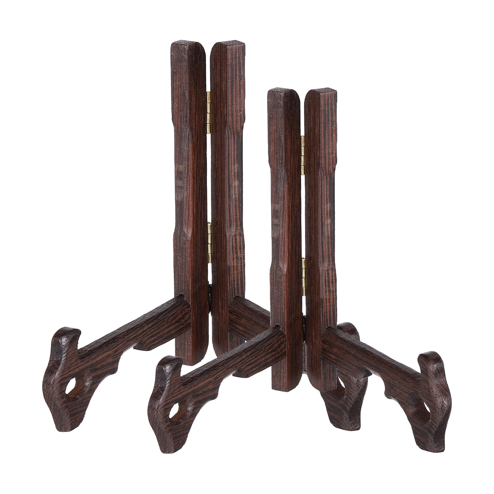 Uxcell 2Pcs Wooden Easel Plate Holder, 5" Small Natural Wood Easels ...