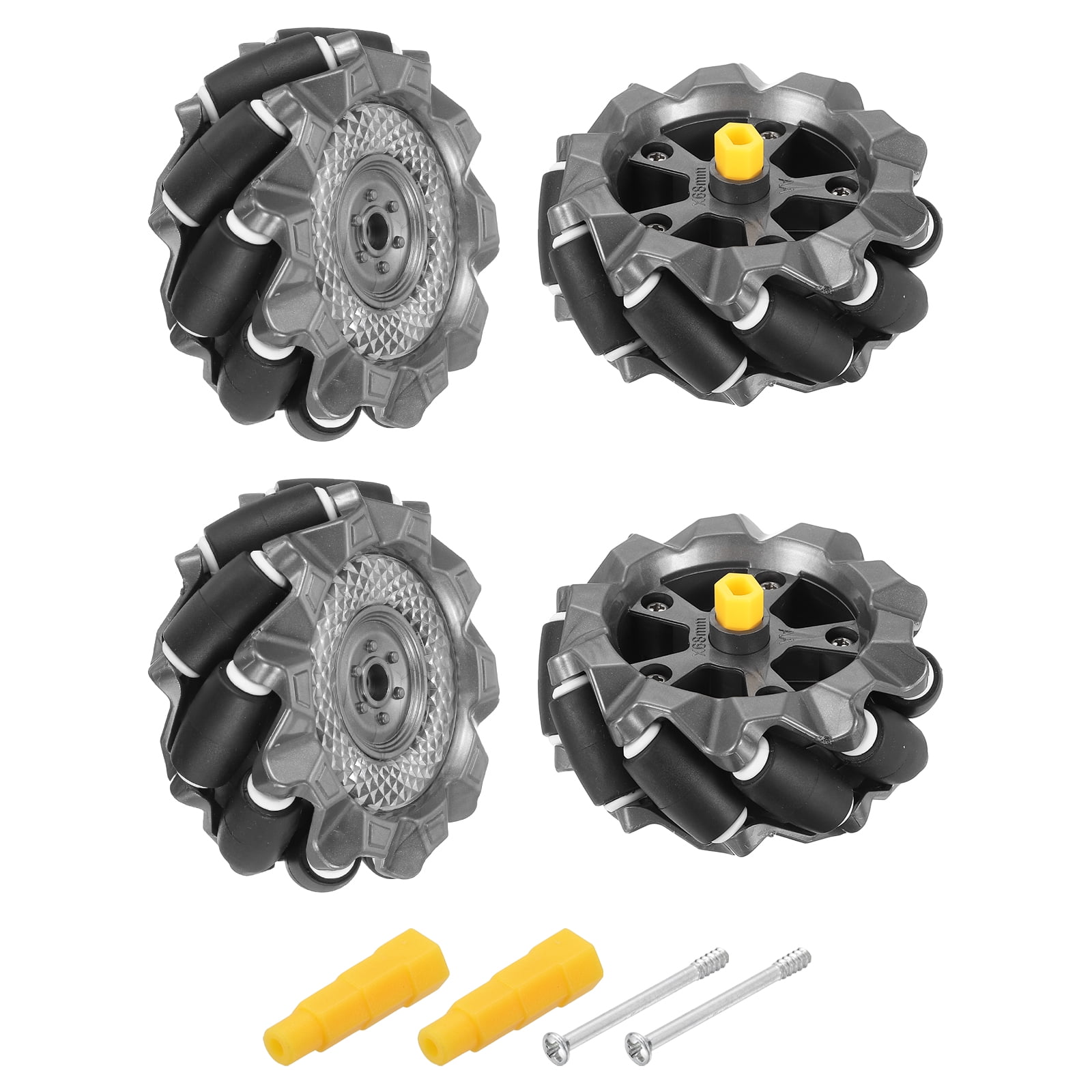 Uxcell 2Set Mecanum Wheels Set with Hexagonal Universal Pins and Screws ...