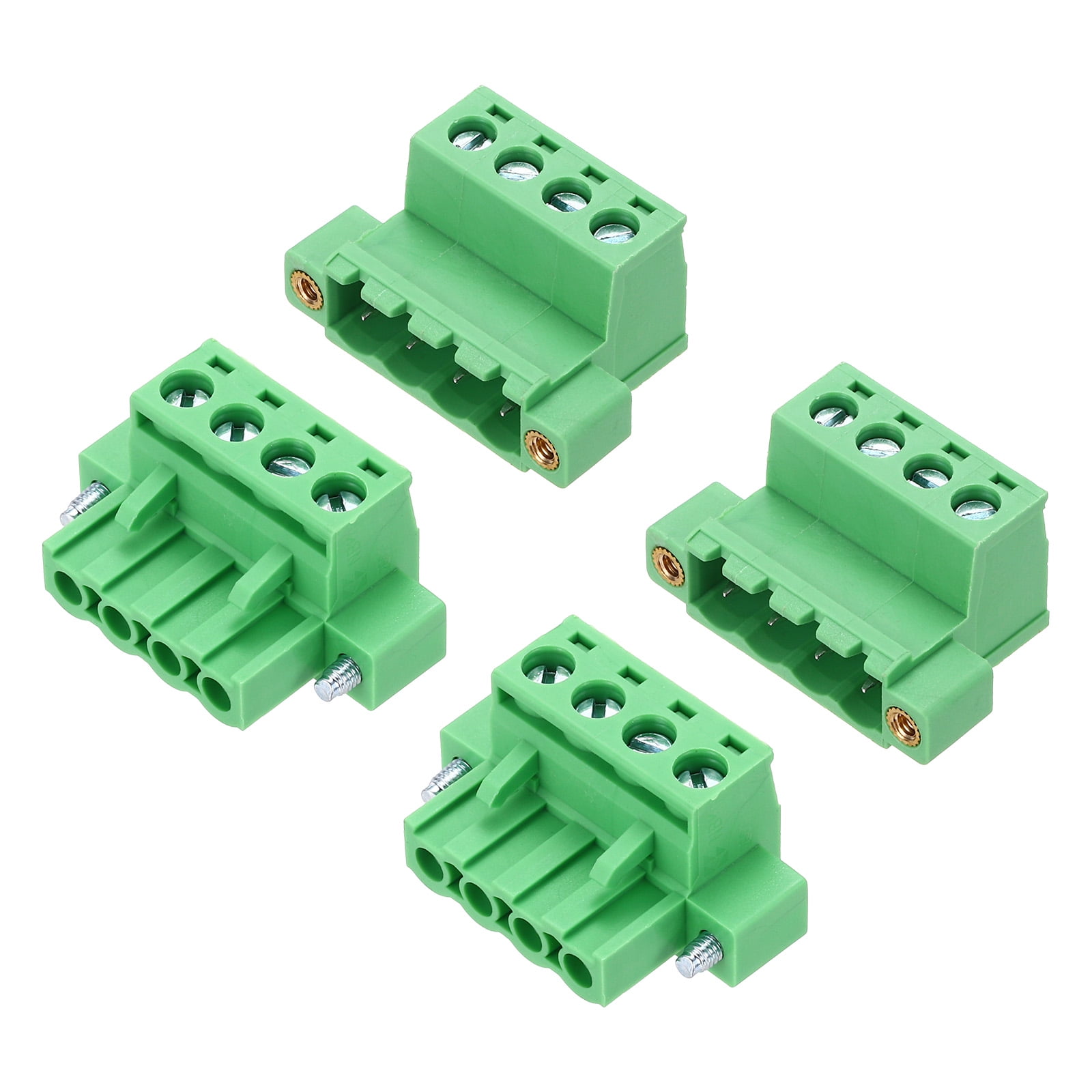 Uxcell 2Set PCB Terminal Block, 300V 10A Male&Female 4 Pin 5.08mm Distance PCB Screw Mount ...