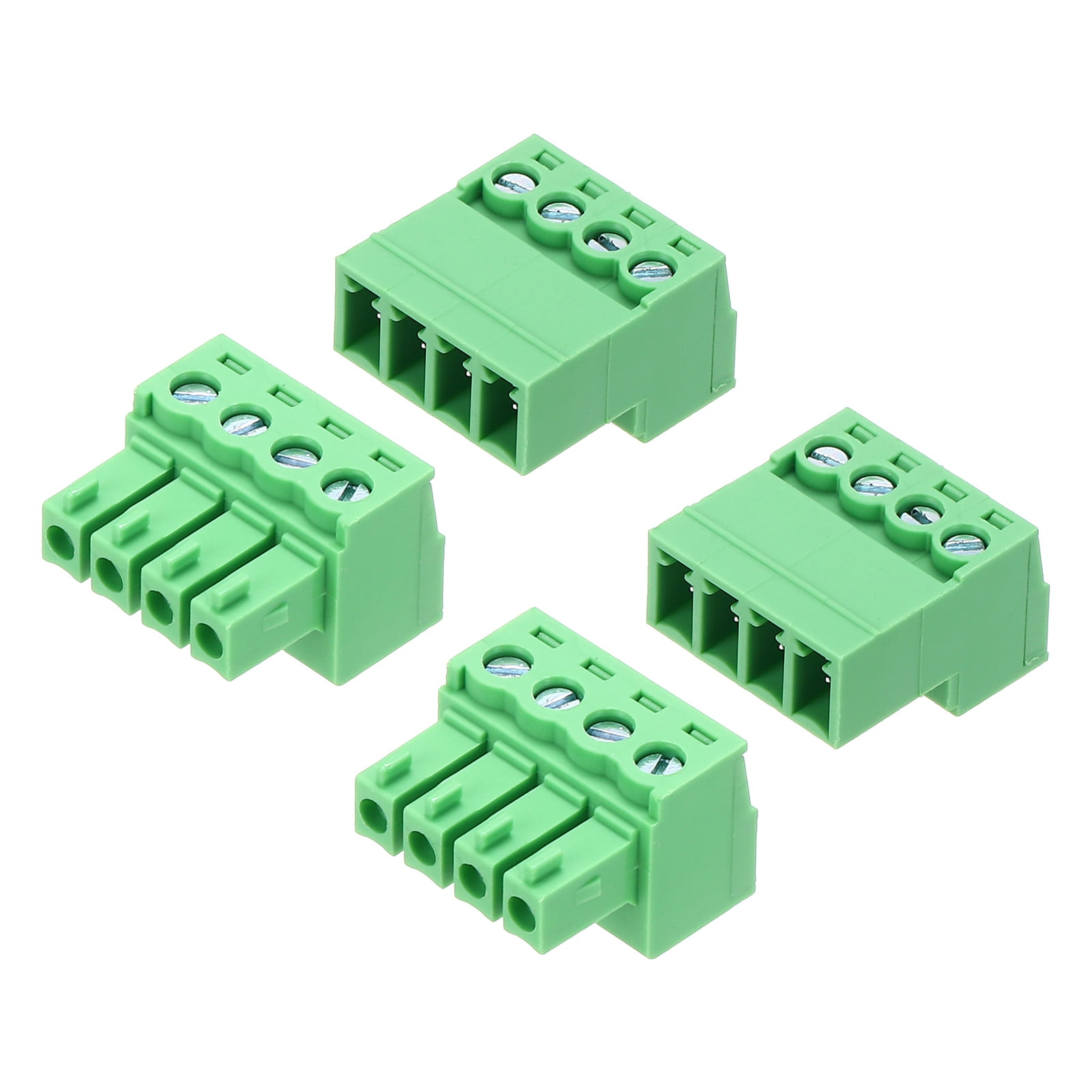 Uxcell 2Set PCB Terminal Block, 300V 8A Male&Female 4 Positions 3.81mm Distance PCB Screw Mount ...