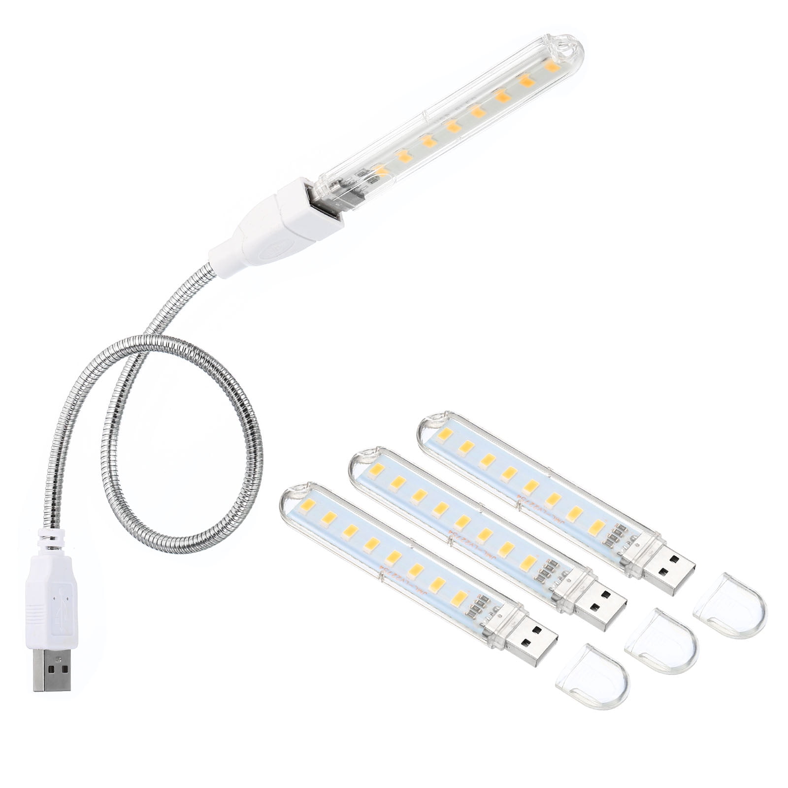 Uxcell 2W 8 Lamp Beads USB Lights with Flexible Gooseneck Cable, Warm ...