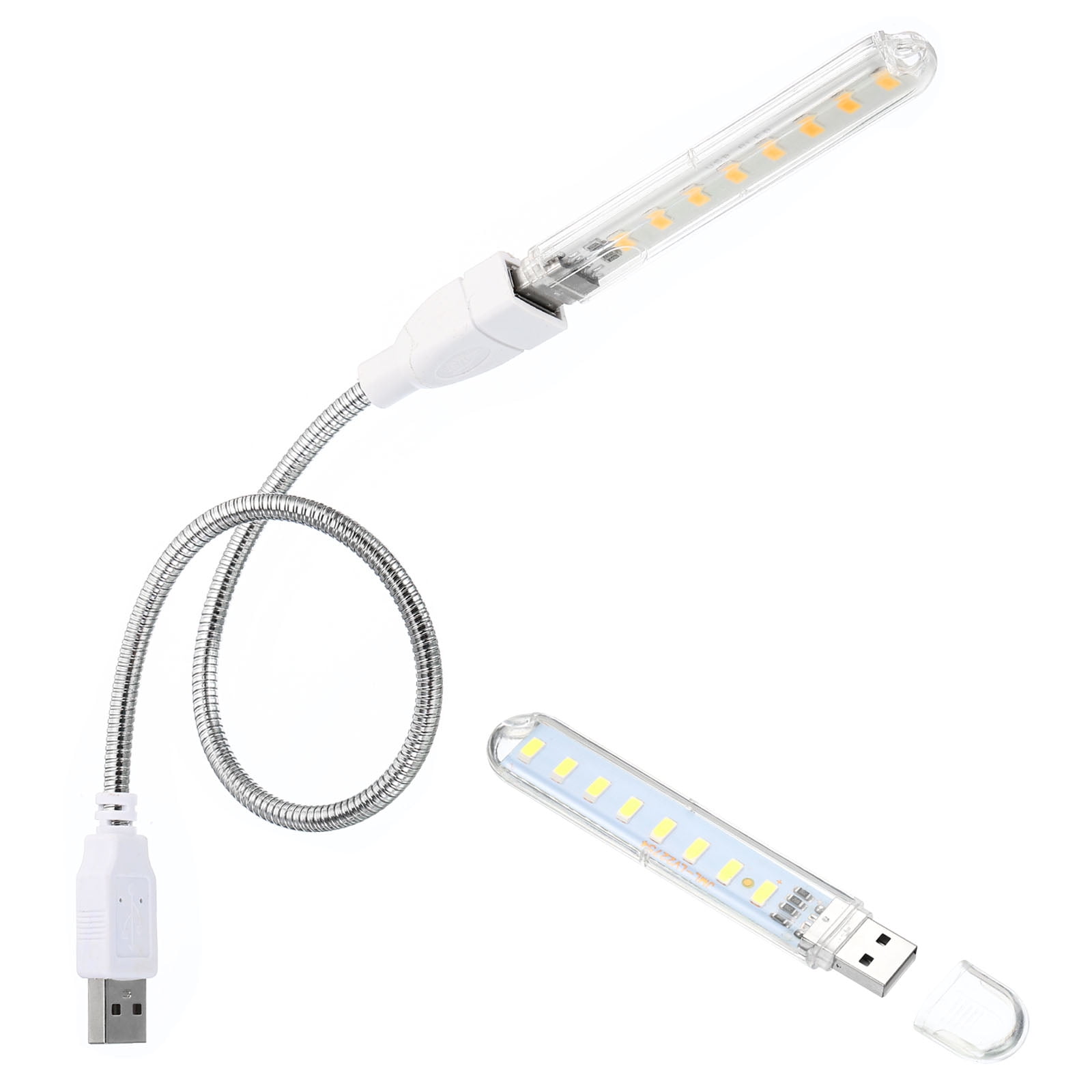 Uxcell 2W 8 Lamp Beads USB Lights with Flexible Gooseneck Cable, White ...