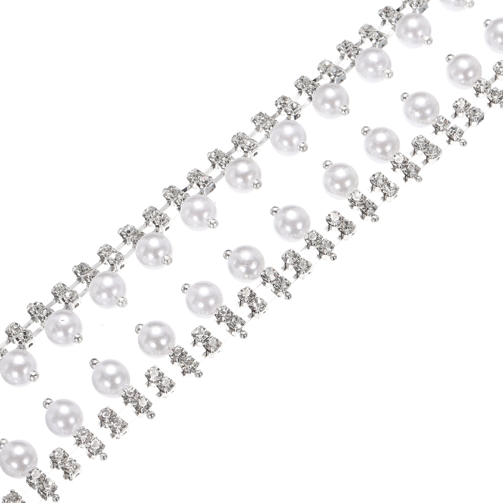 Uxcell 2Yard Pearl Rhinestone Trim,Rhinestone Applique Chain Trim for ...