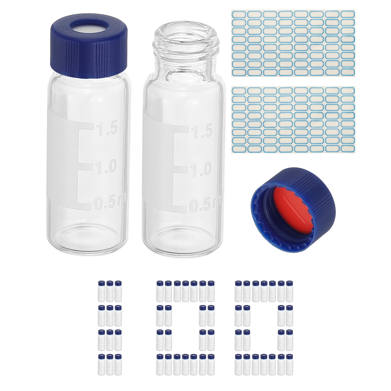 Uxcell 2ml Autosampler Vial, 100Pcs Pre-Slit Septa HPLC/GC Vials for ...