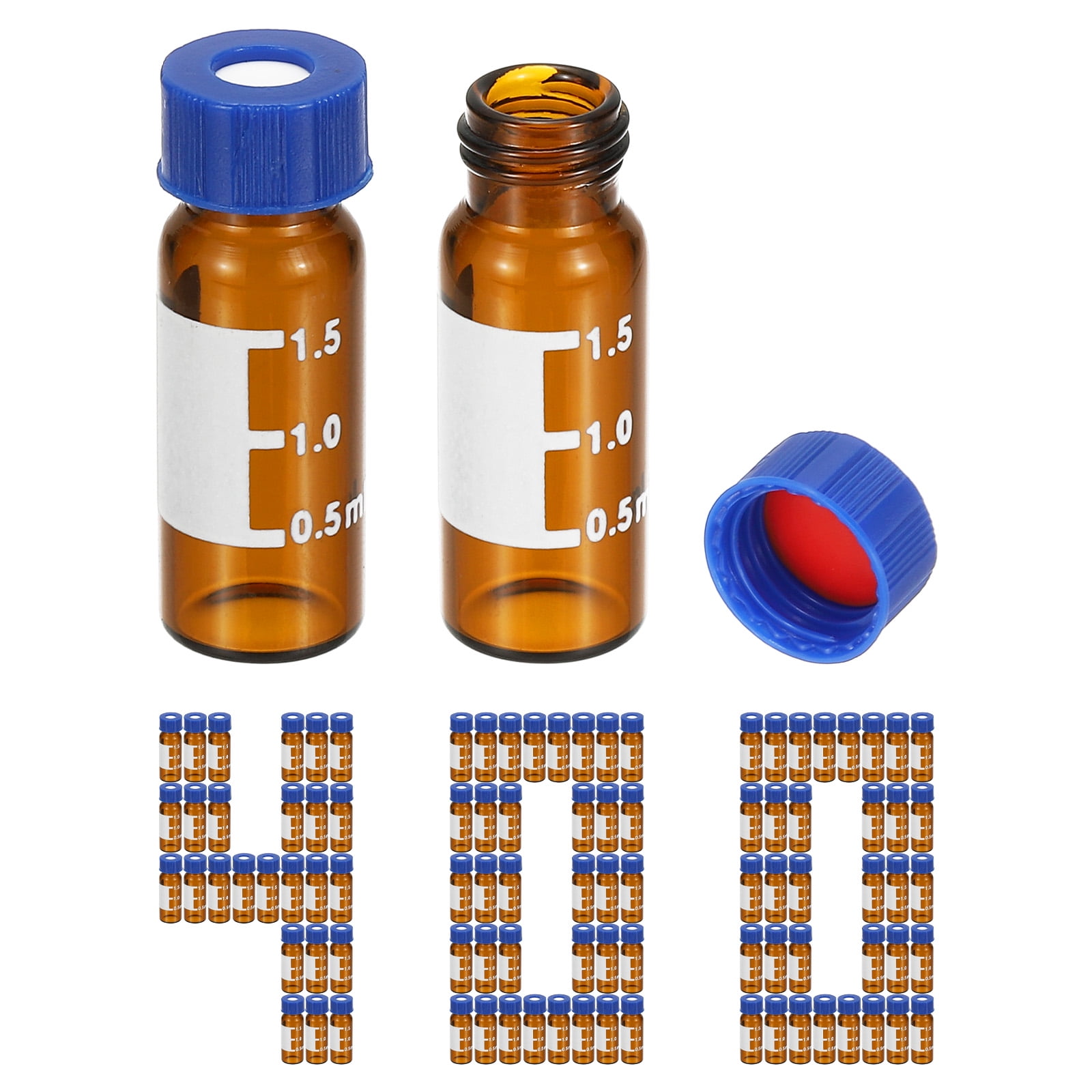 Uxcell 2ml Autosampler Vial, 400 Pack HPLC/GC Vials 9-425 Lab Amber ...