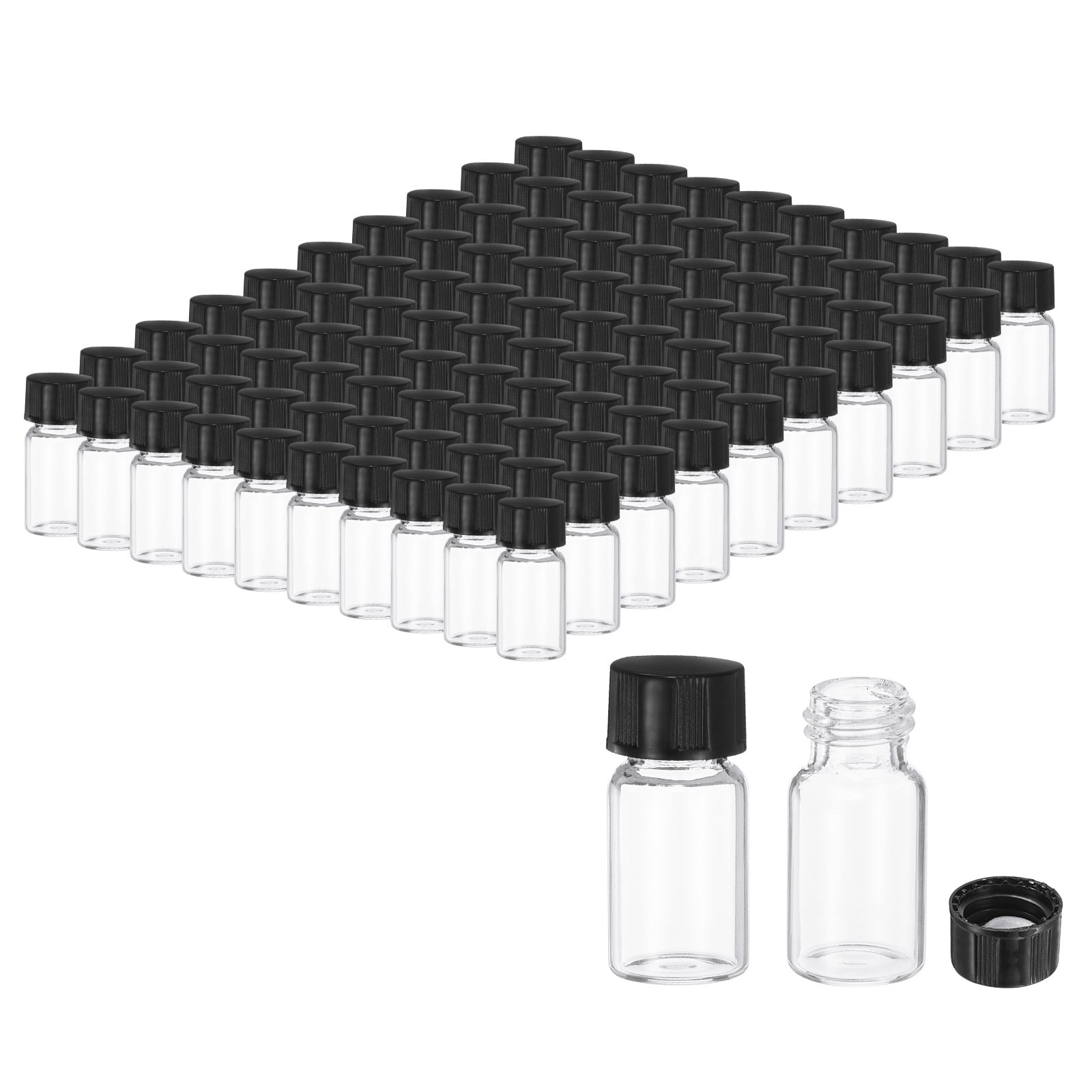 Uxcell 2ml Clear Glass Vials, 100 Pack Sample Vials Reagent Media ...