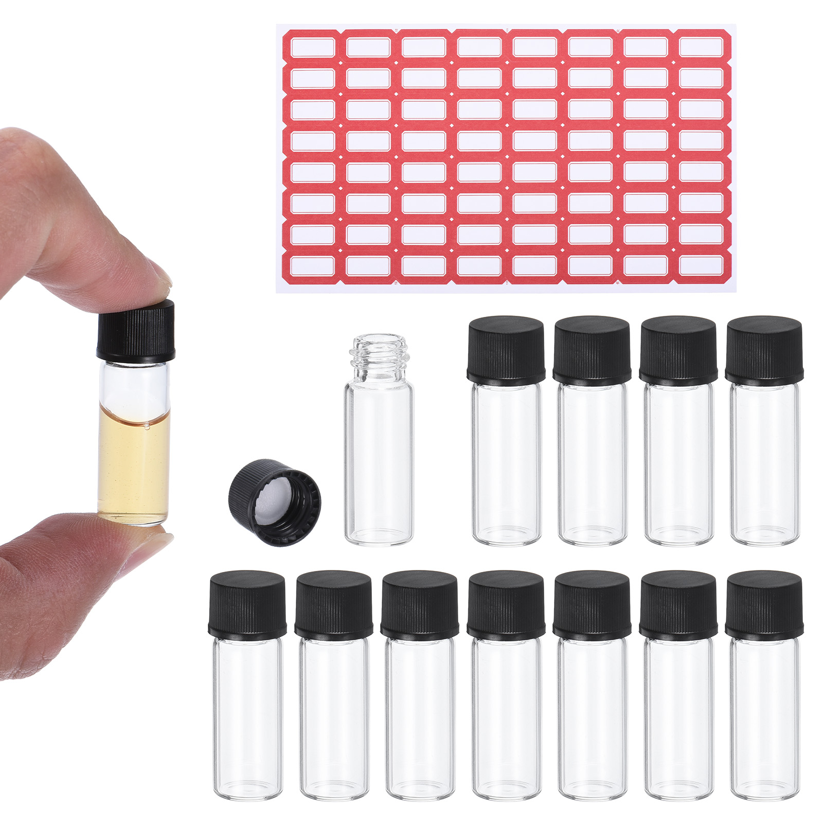 Uxcell 2ml Clear Glass Vials, 50 Pack Sample Vials with Screw Cap ...