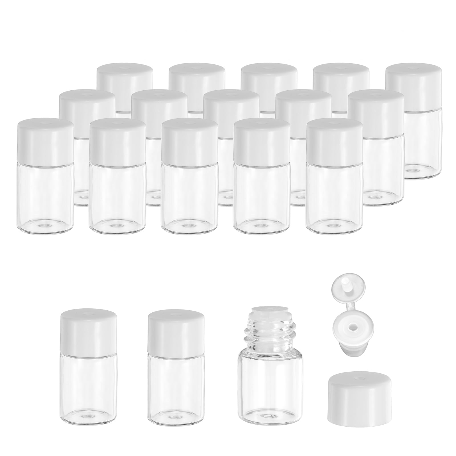 Uxcell 2ml Essential Oil Bottles, 18 Pack Clear Glass Bottles with ...