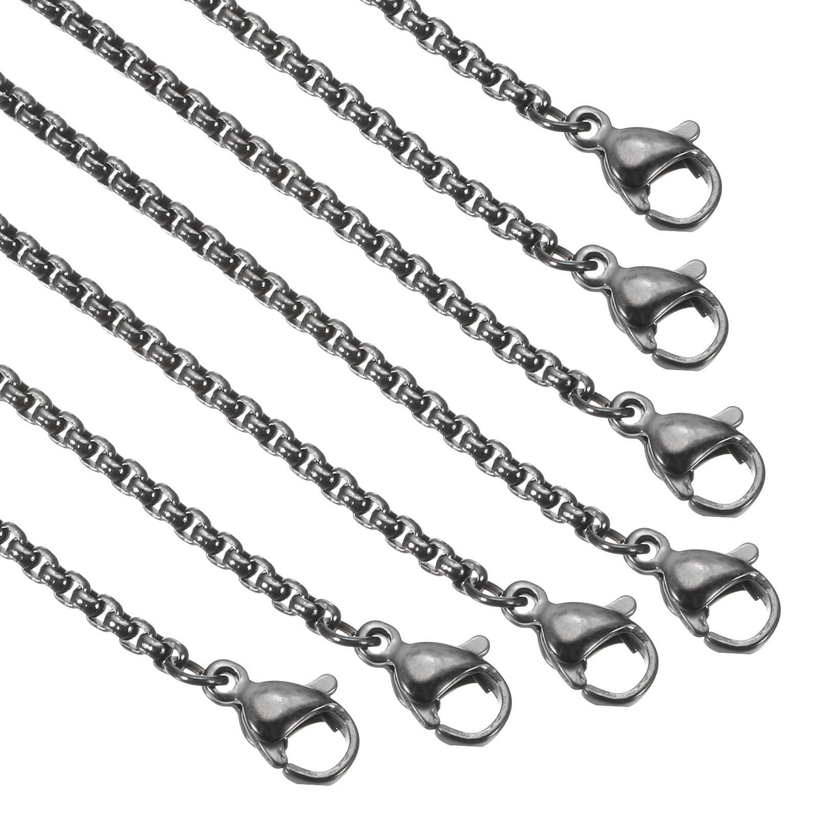 Uxcell 2mm Box Chain Necklace, 10Pcs 24Inch Thin Square Stainless Steel ...
