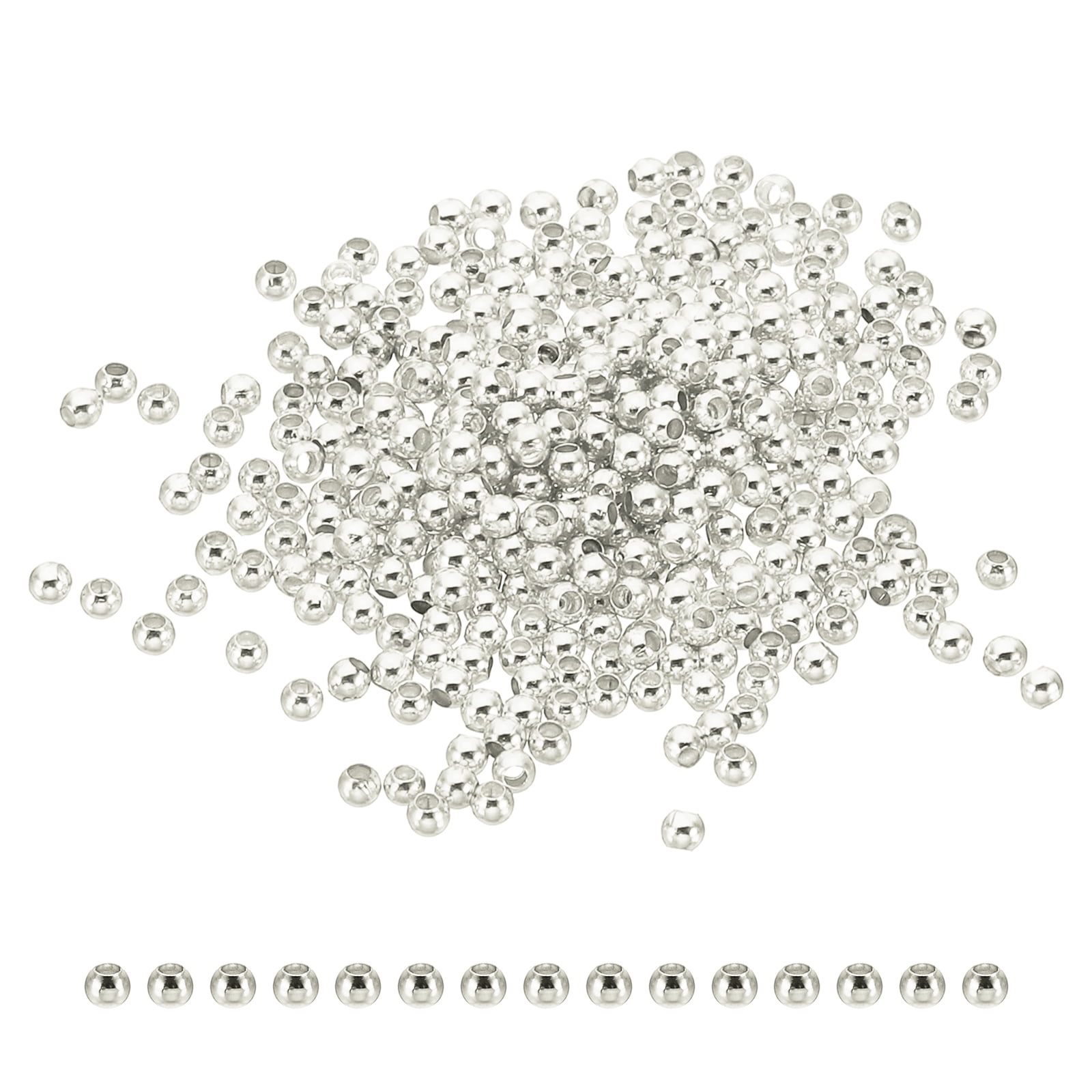 Uxcell 2mm Silver Filled Spacer Beads for Jewelry Making, 100 Pack ...