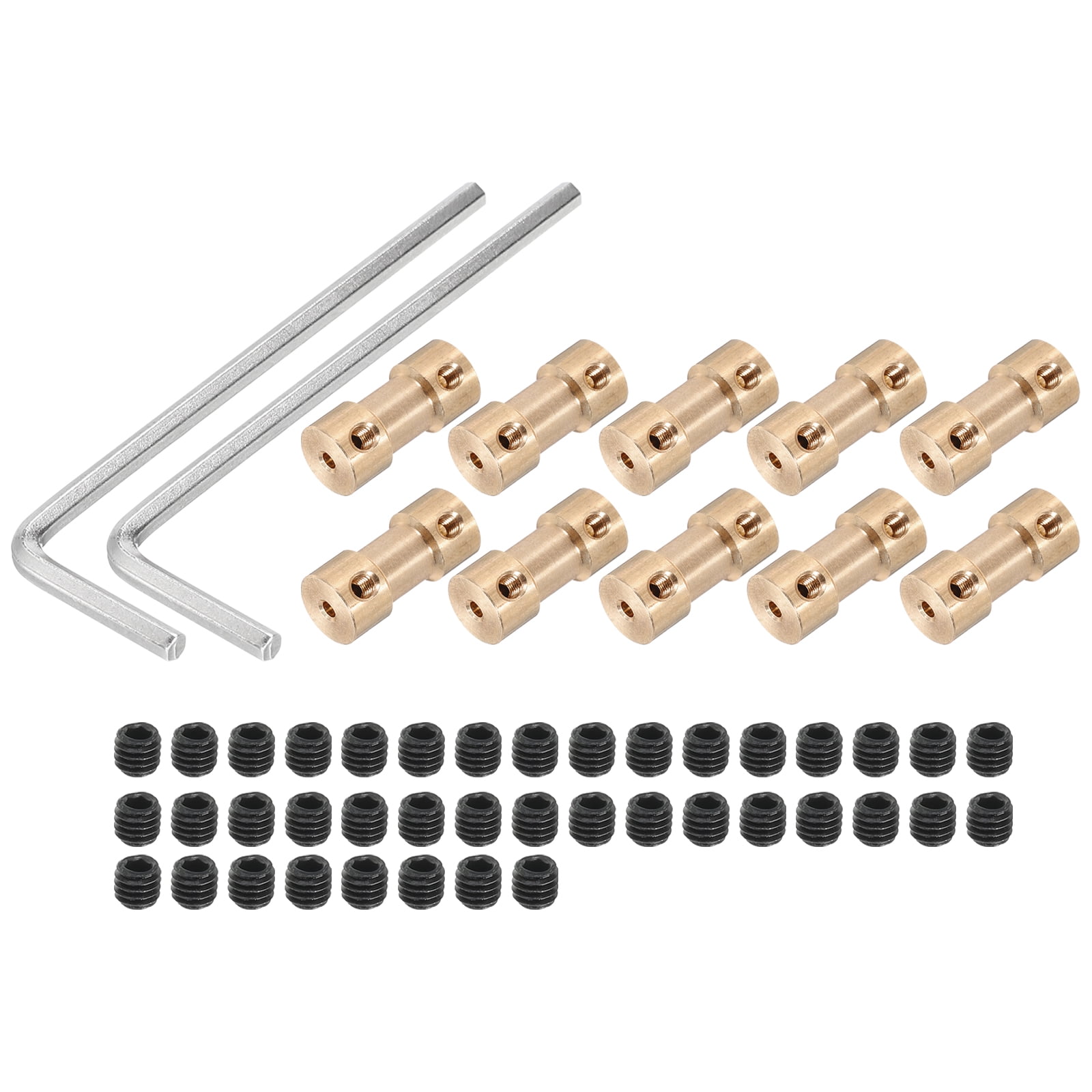 Uxcell 2mm to 2mm Bore Rigid Coupling 20mm x 9mm M3 Brass Shaft Copper ...